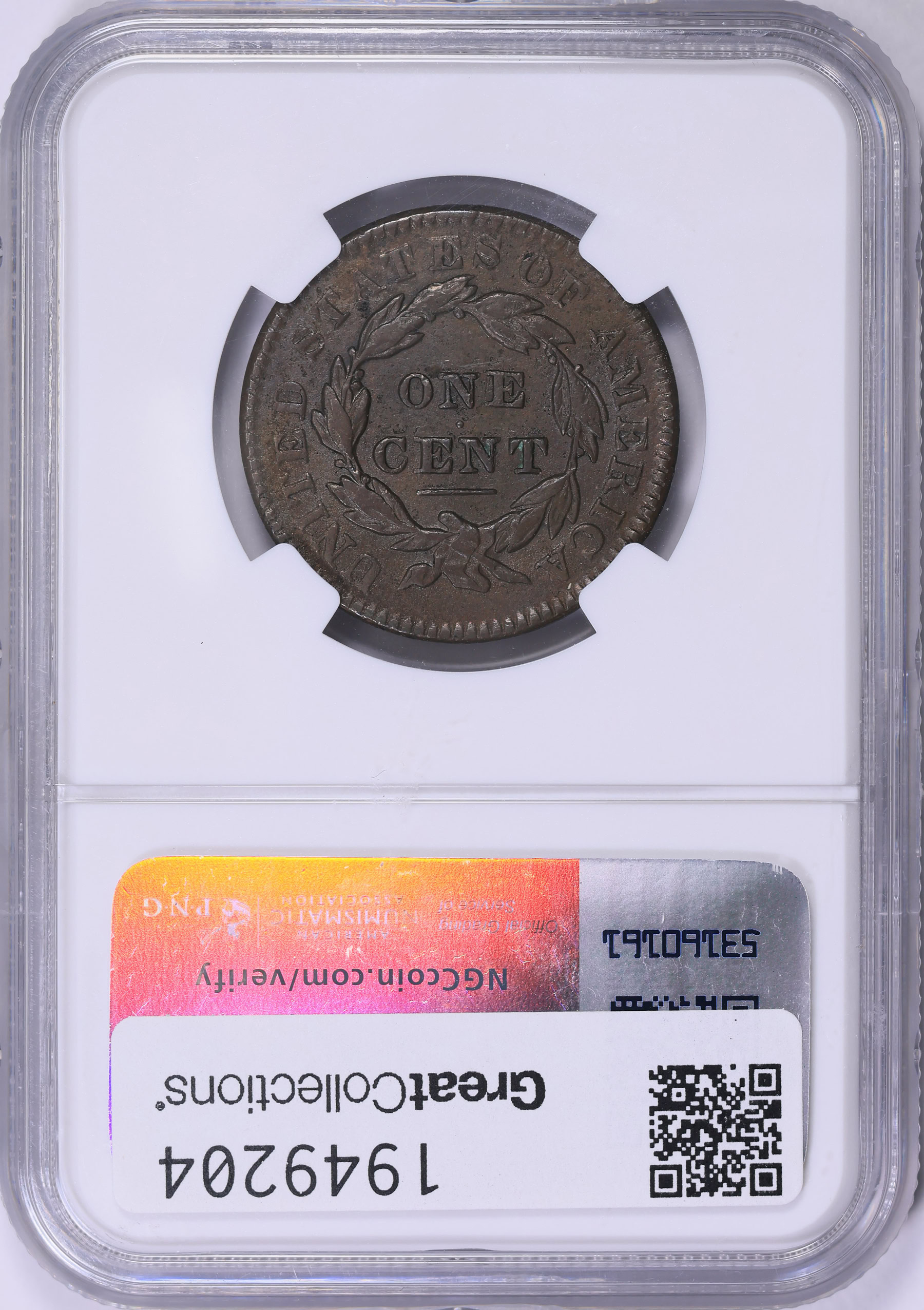 1832 Matron Cent NGC AU Details (Item 1949204) | GreatCollections Coin ...