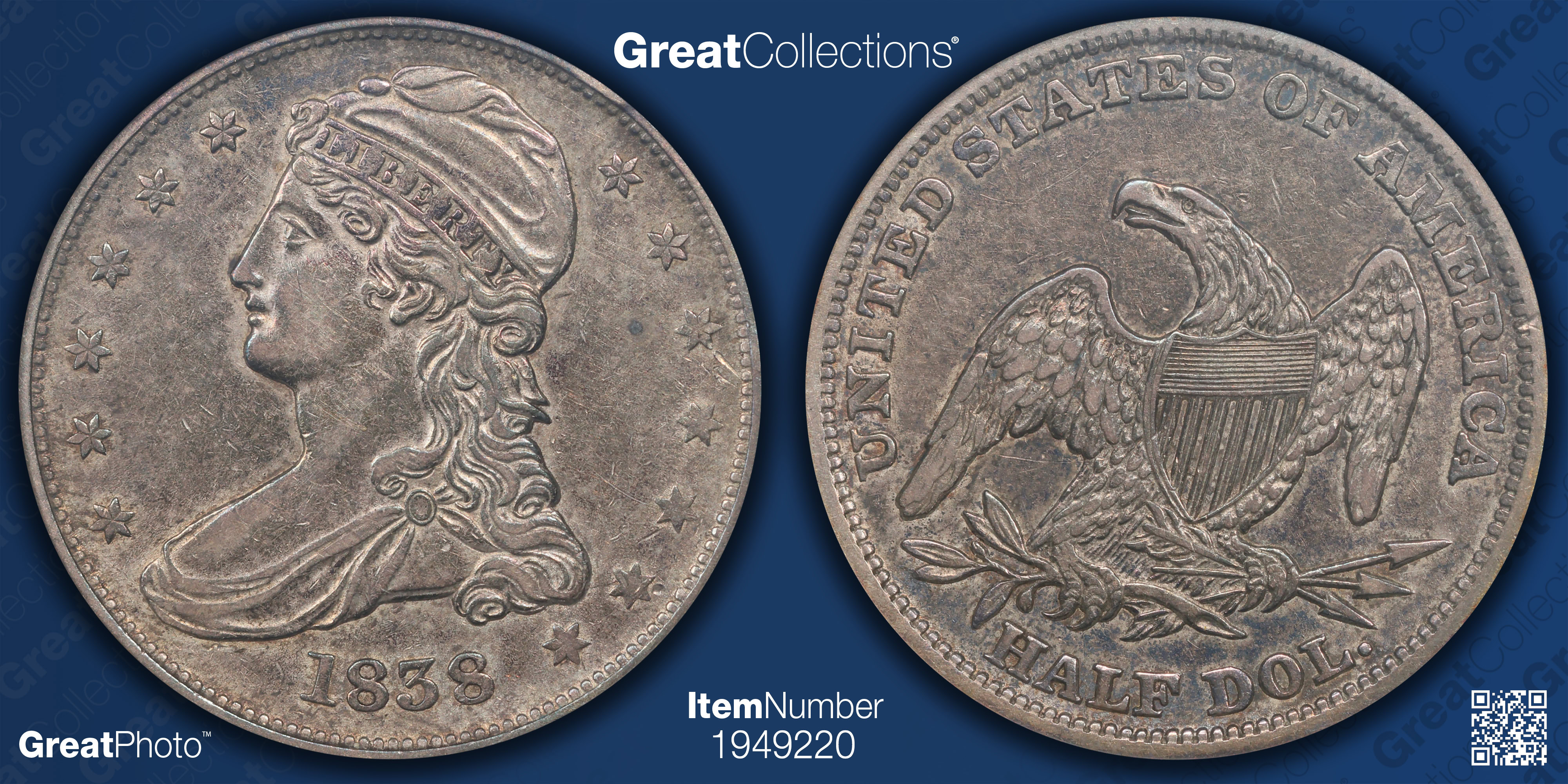 1838 Capped Bust Half Dollar ANACS XF-40 OH (Item 1949220 ...