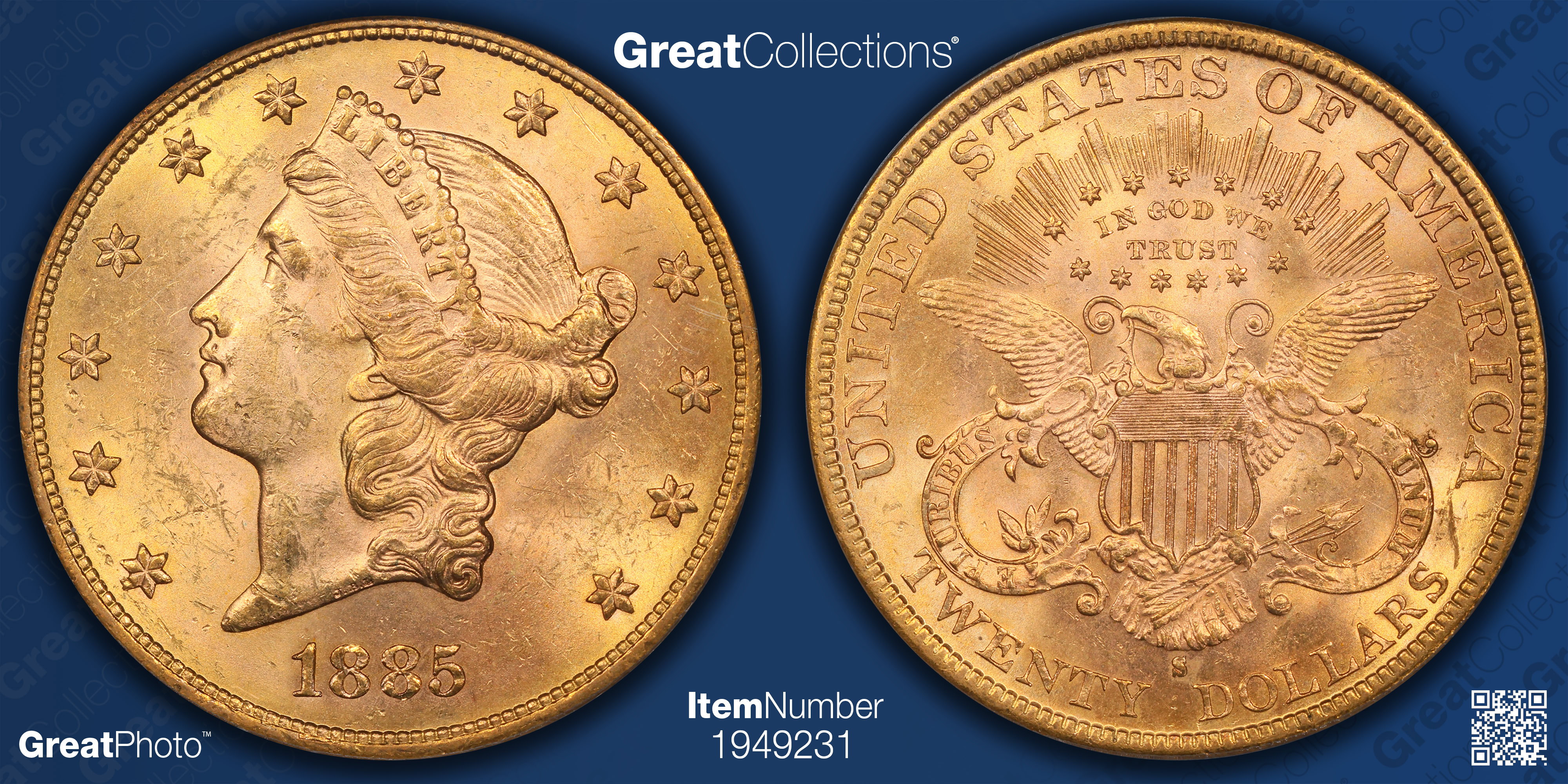 1885-S Liberty Gold Double Eagle PCGS MS-62 (Item 1949231 ...