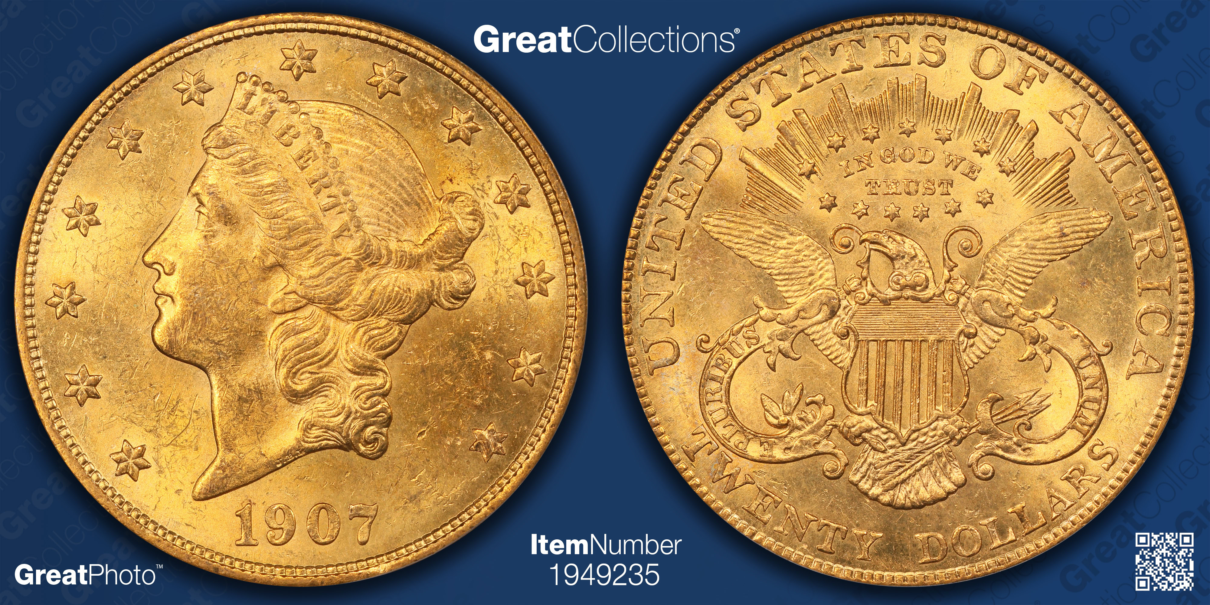 1907 Liberty Gold Double Eagle PCGS MS-62 (Item 1949235 ...