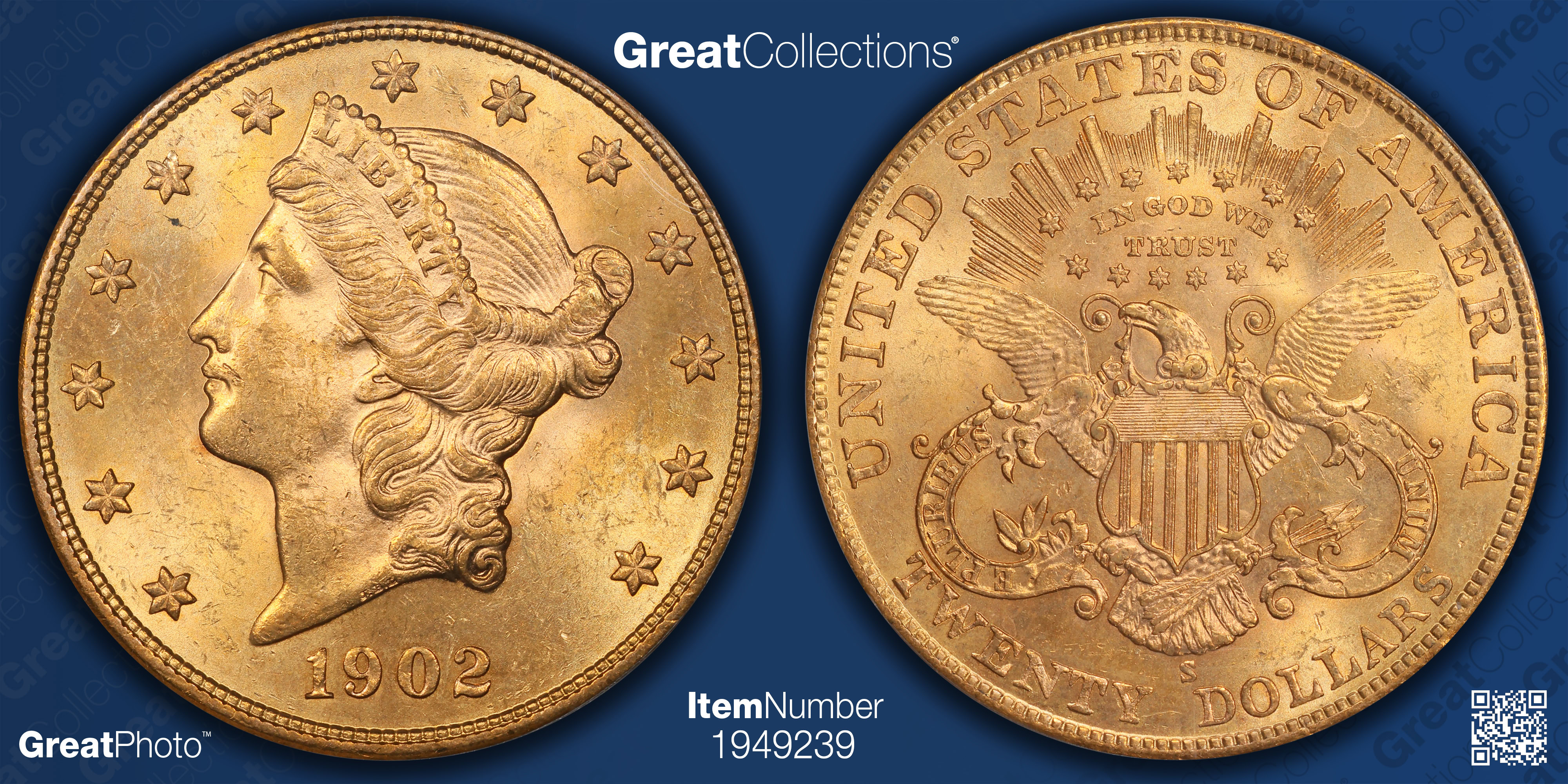 1902-S Liberty Gold Double Eagle PCGS MS-62 OGH (Item 1949239 ...