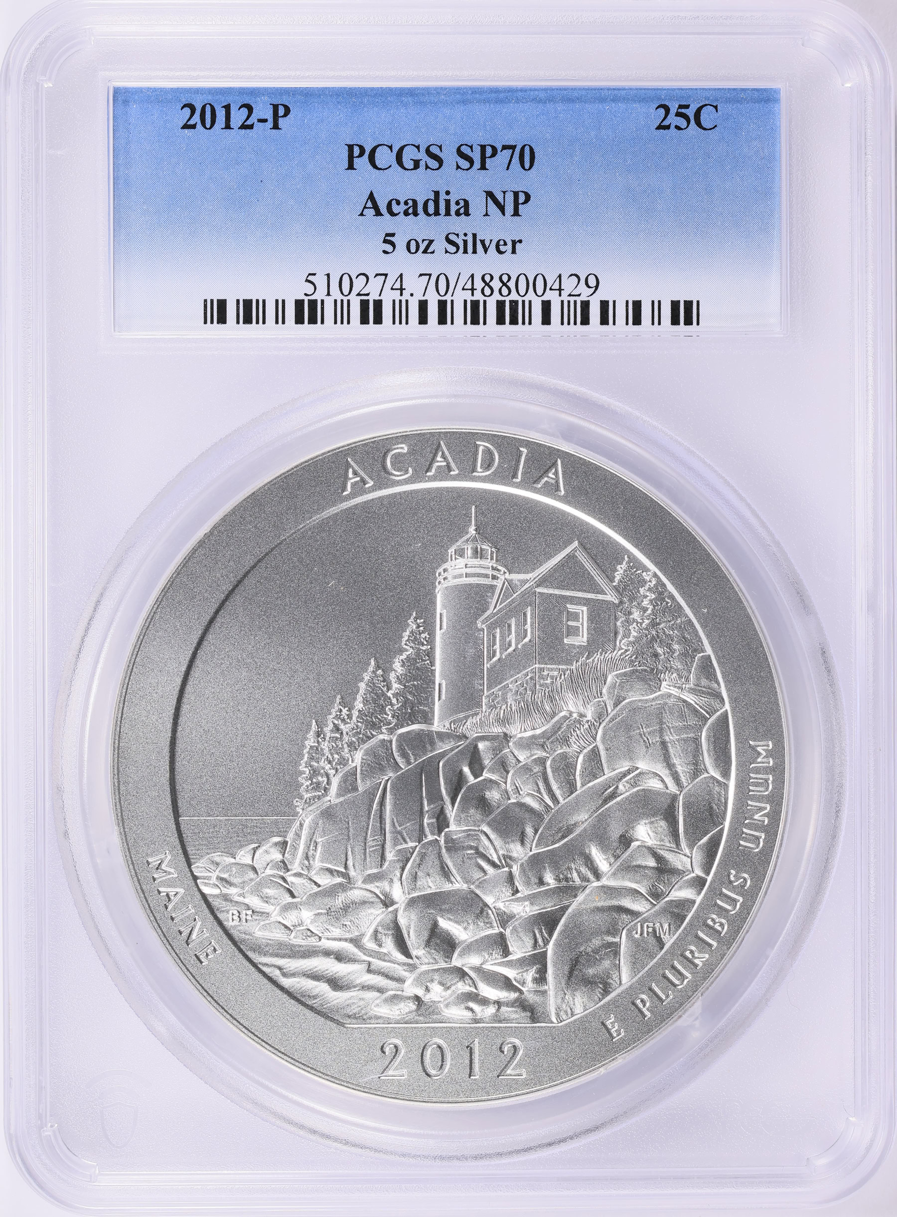 2012-P America the Beautiful 5 oz. Silver Quarter Acadia NP PCGS SP-70 ...