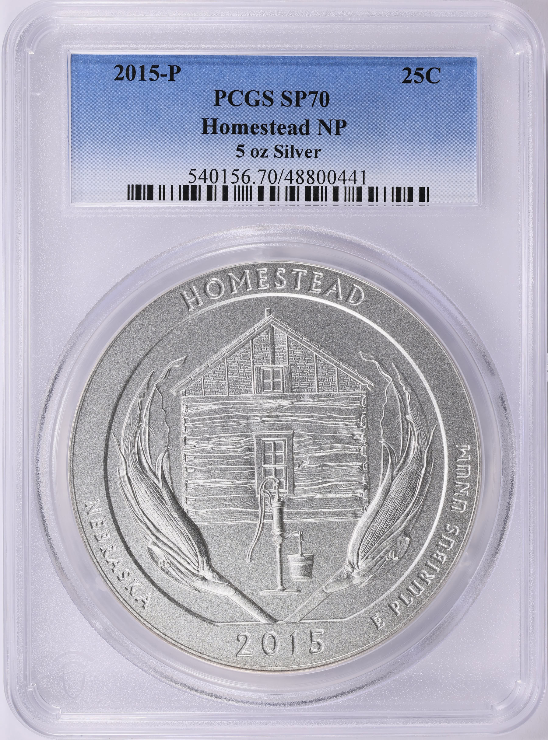 2015-P America the Beautiful 5 oz. Silver Quarter Homestead NP PCGS SP ...