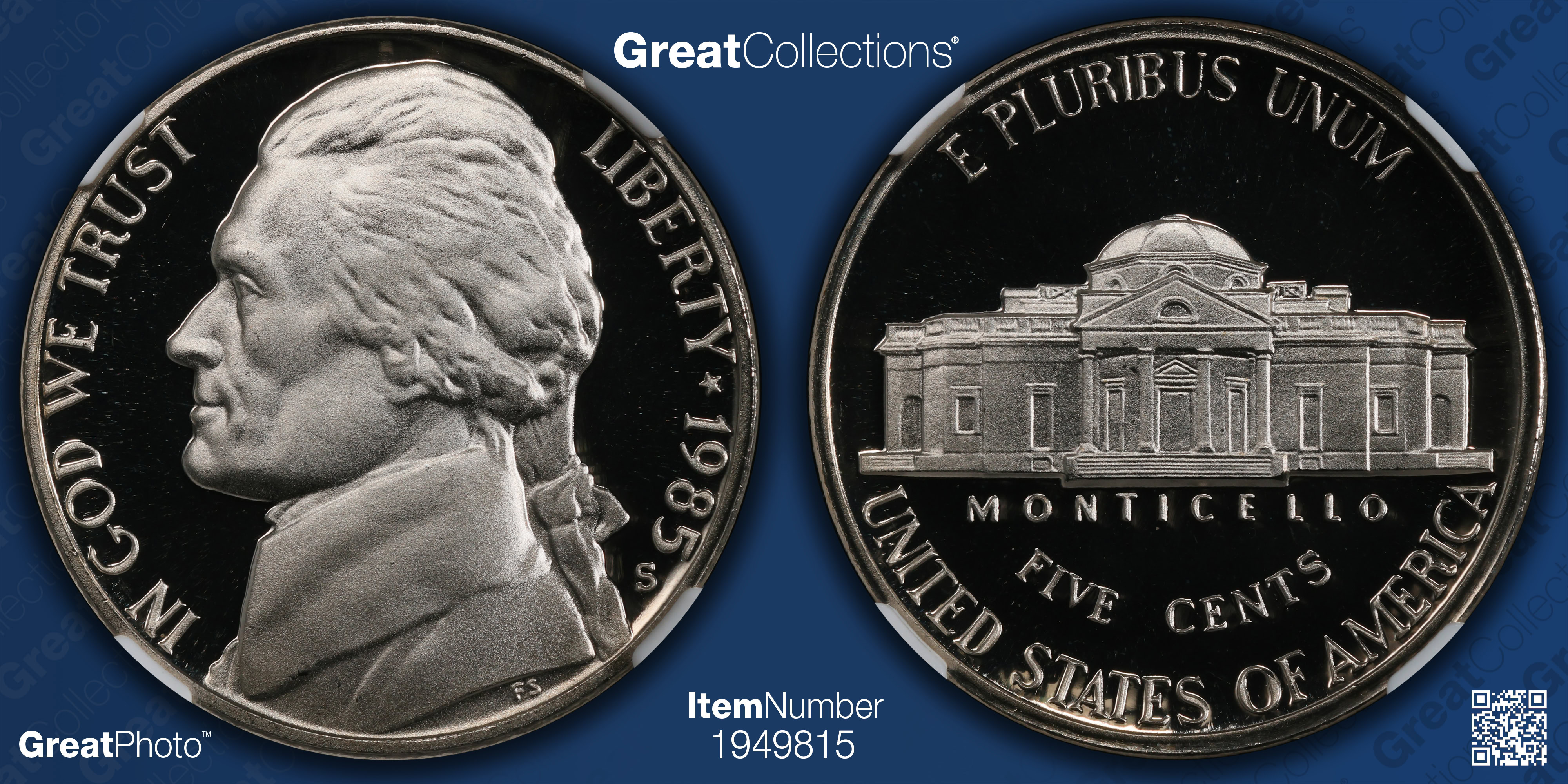 1985-S Jefferson Nickel NGC Proof-70 UC (Item 1949815 ...