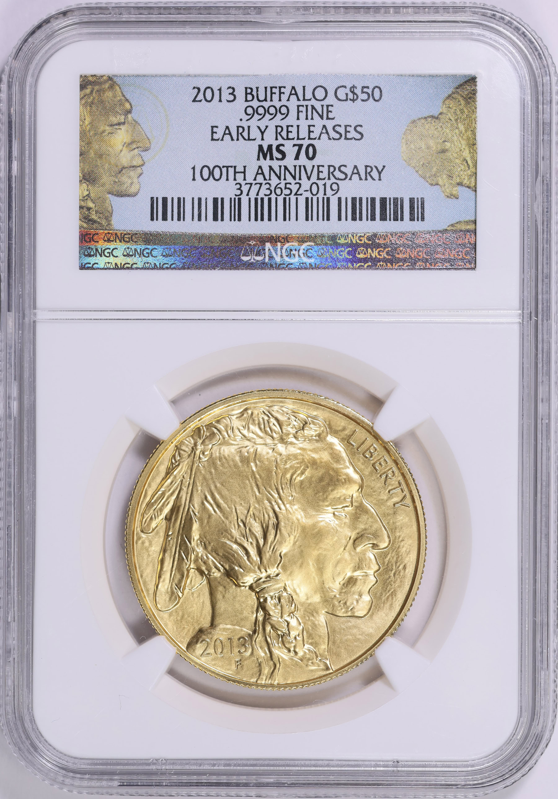 2013 $50 One-Ounce Gold American Buffalo Early Releases 100th Anniversary NGC MS-70 (Item ...