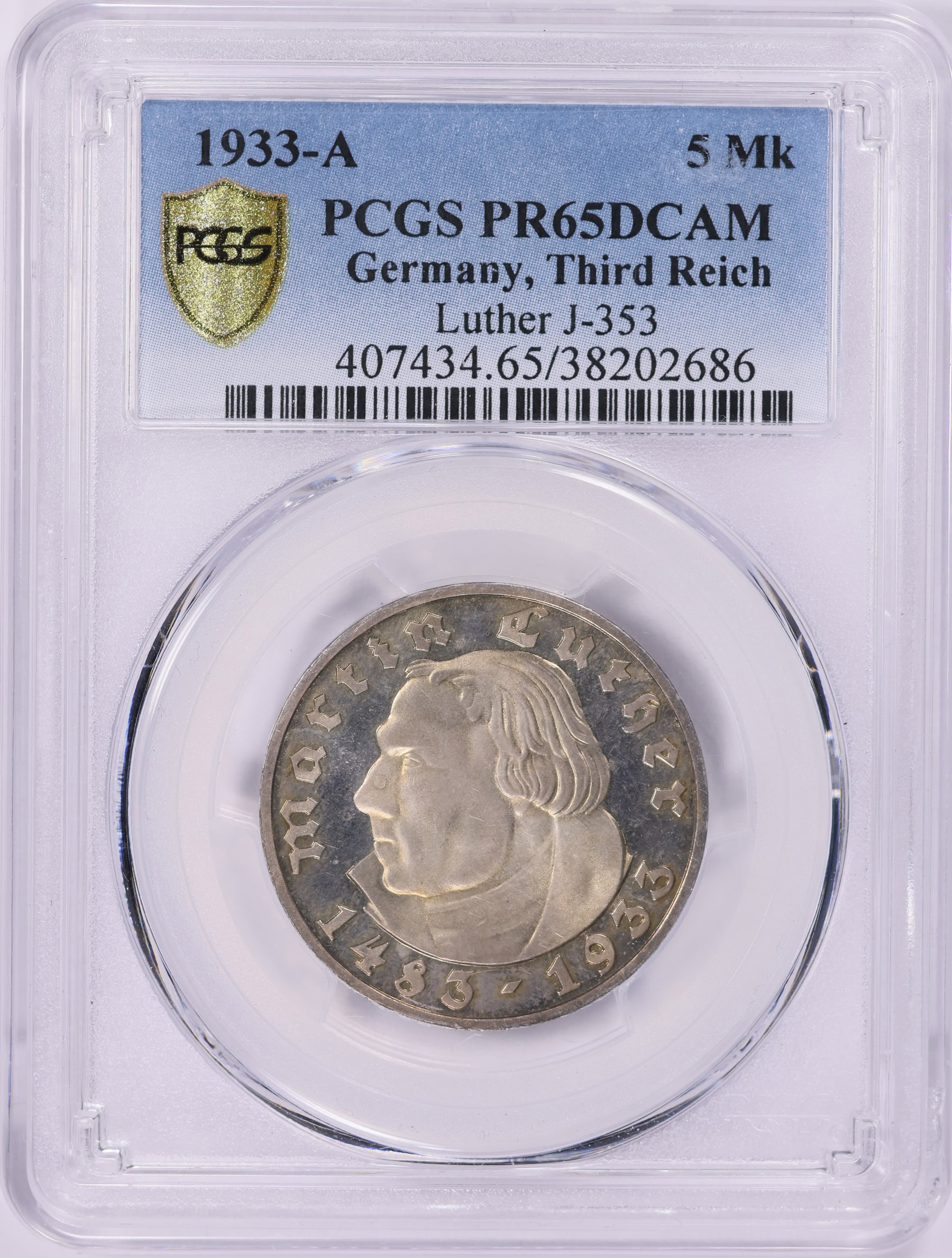 Germany 1933-A Silver 5 Marks Birth of Martin Luther 450th Anniversary ...