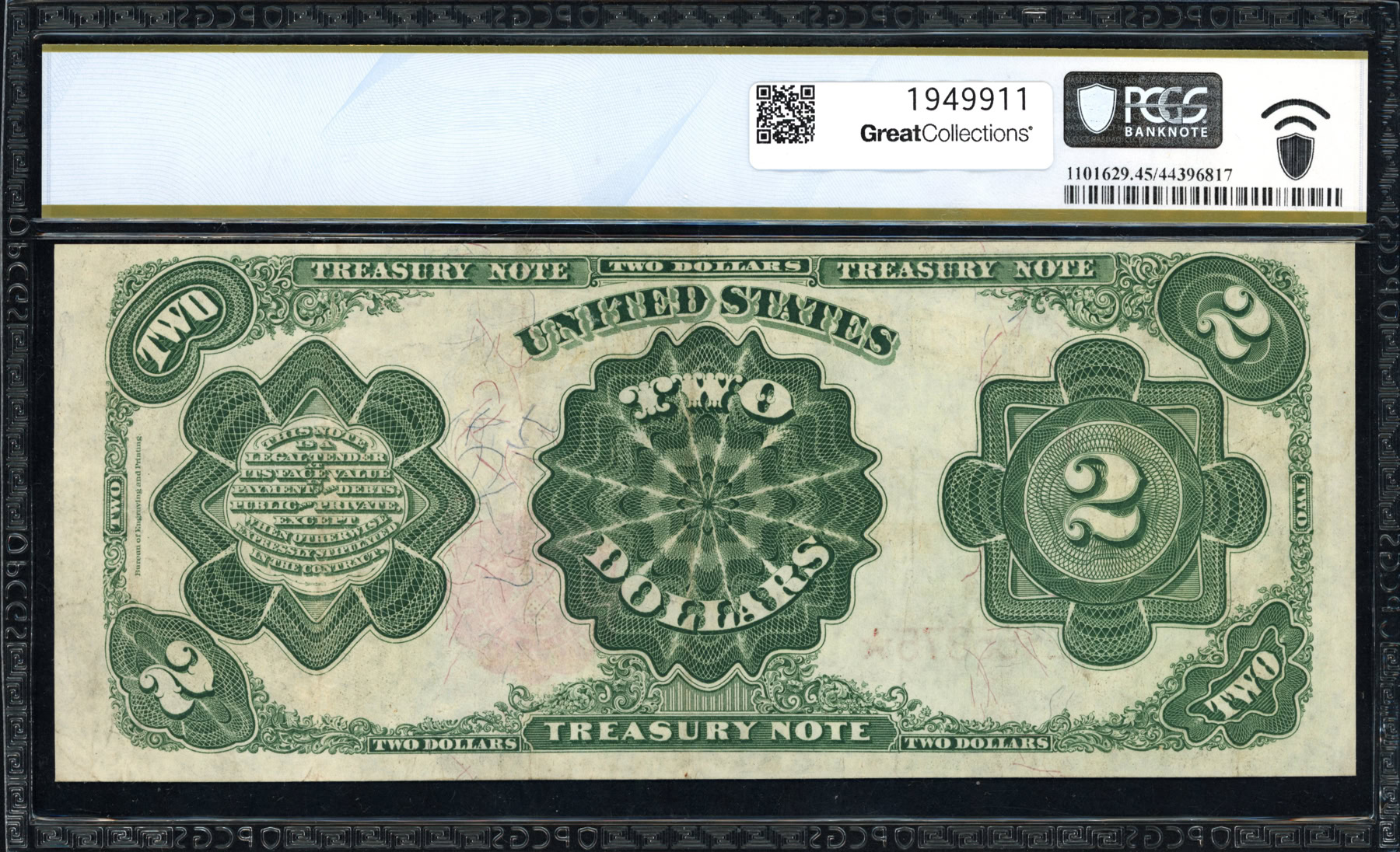 Fr. 356 1891 $2 Treasury Note Rosecrans / Nebeker PCGS Banknote Choice ...