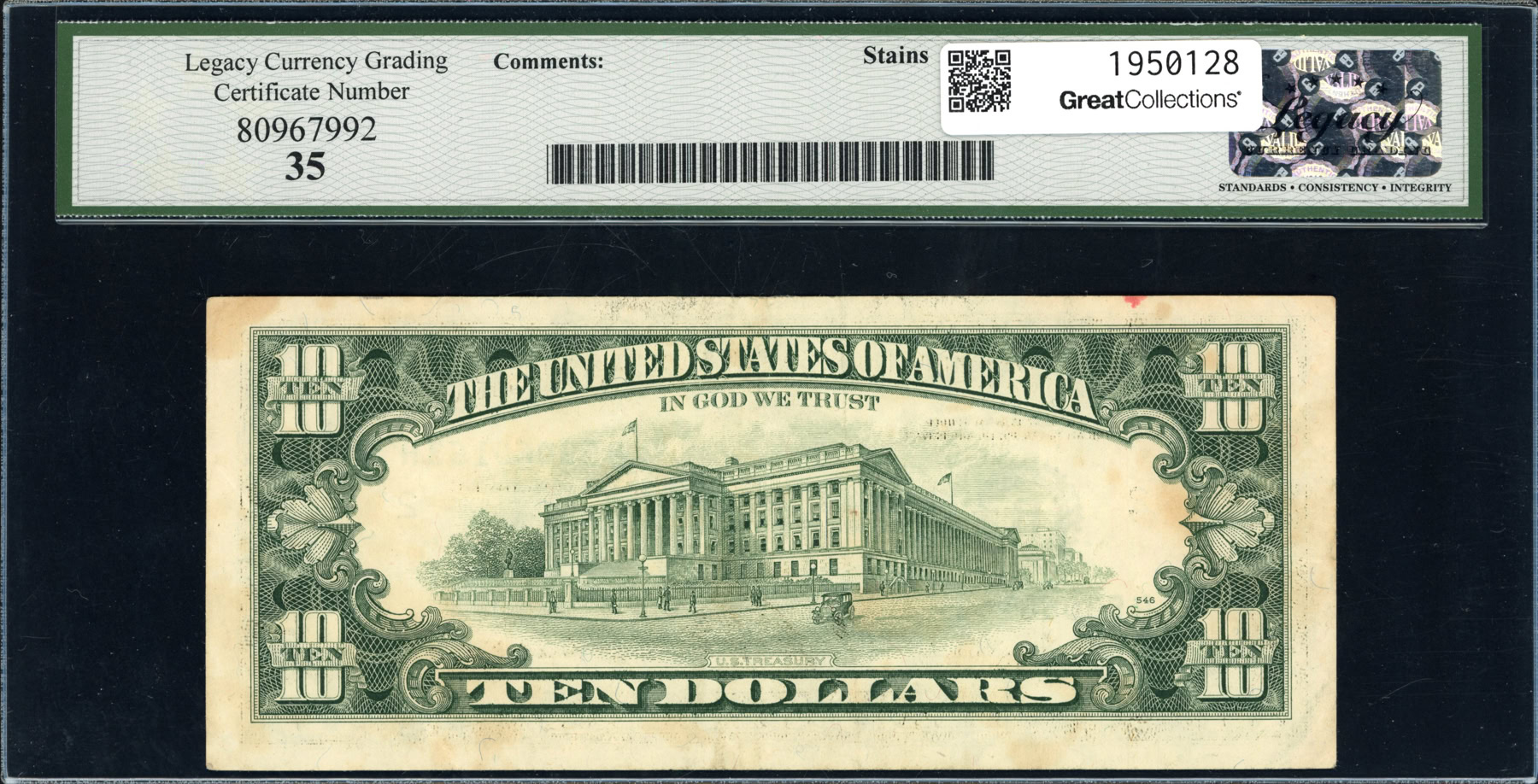 Fr. 2029-B (BH Block) 1990 $10 New York Federal Reserve Error Note ...