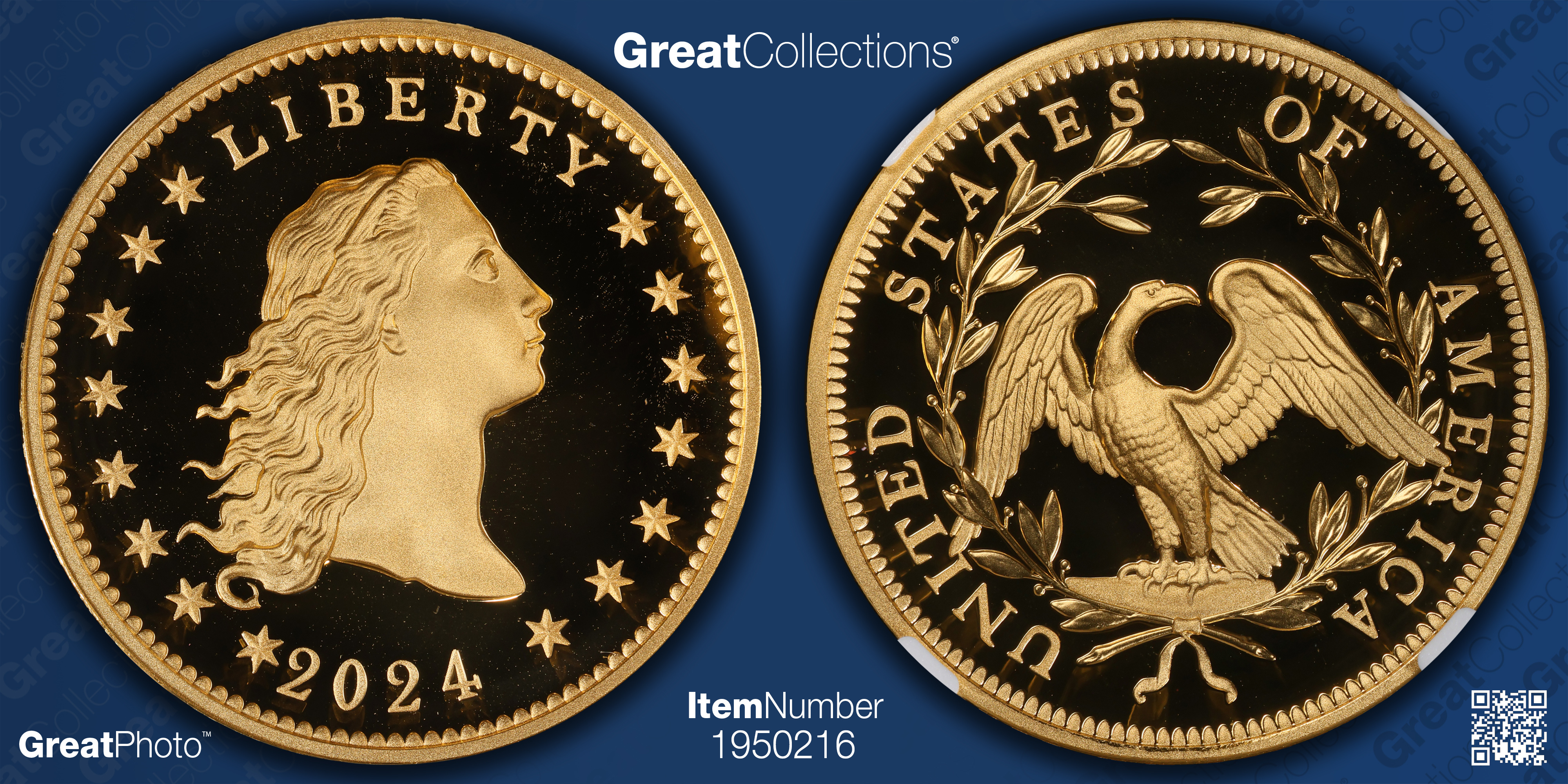 2024 Flowing Hair High Relief Gold Dollar 230th Anniversary First Day ...