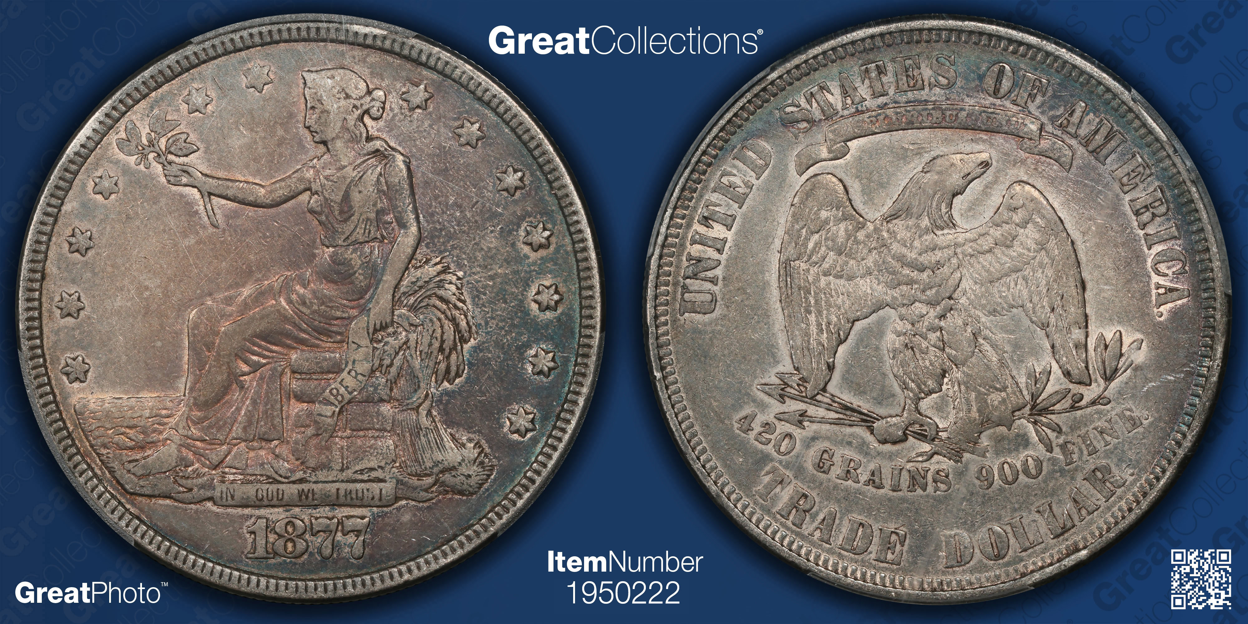 1877 Trade Silver Dollar PCGS VF-30 (Toned) (Item 1950222 ...