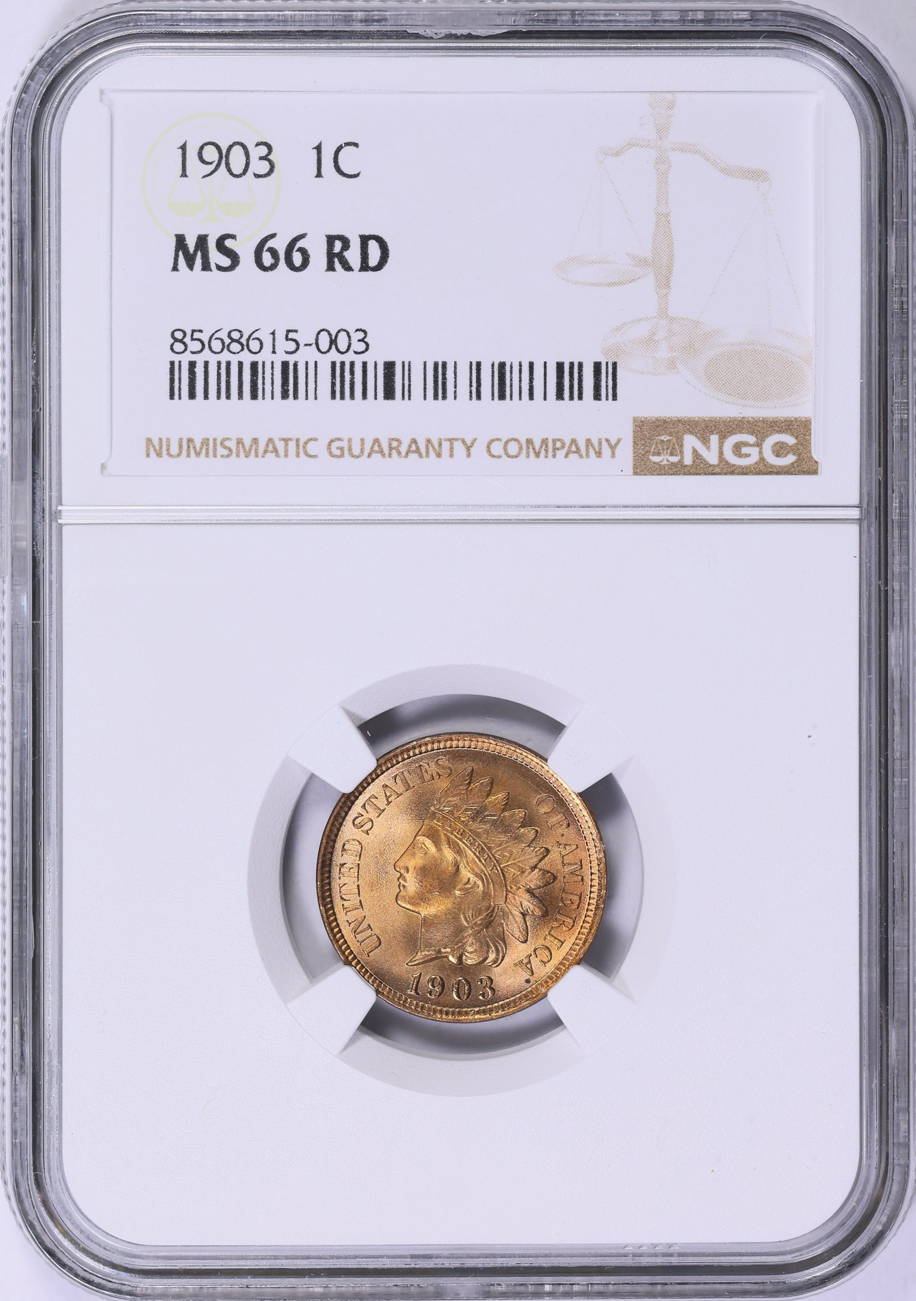 1903 Indian Cent NGC MS-66 RD (Item 1950248) | GreatCollections Coin ...