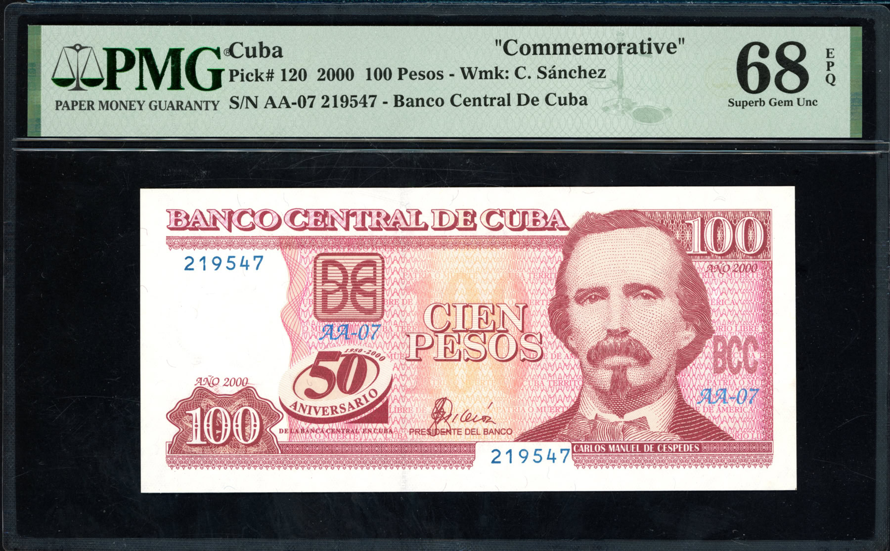 Cuba 2000 100 Pesos Banco Central de Cuba Commemorative Note SCWPM-120 ...