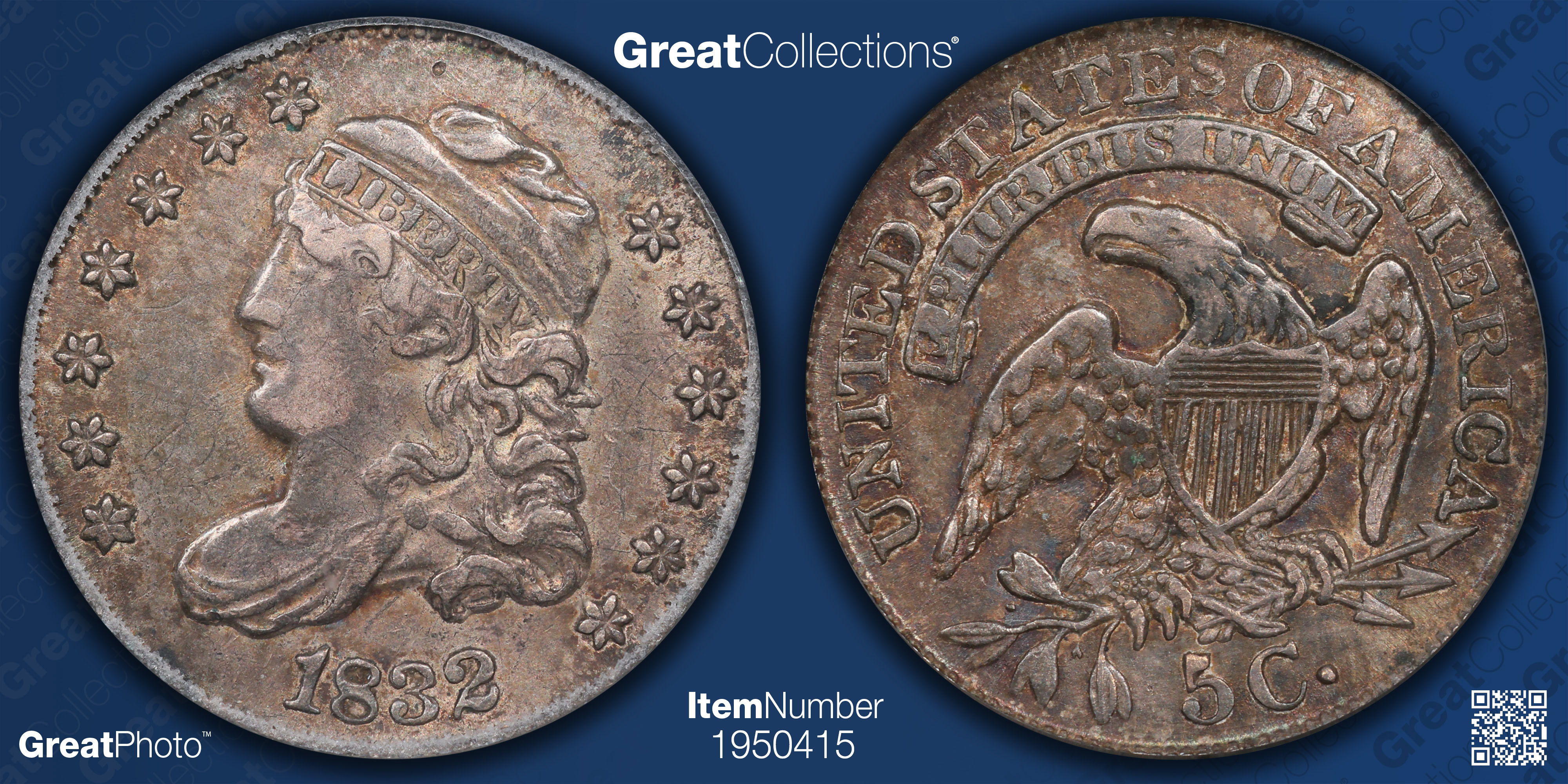 1832 Capped Bust Half Dime PCGS XF-45 (Item 1950415) | GreatCollections ...