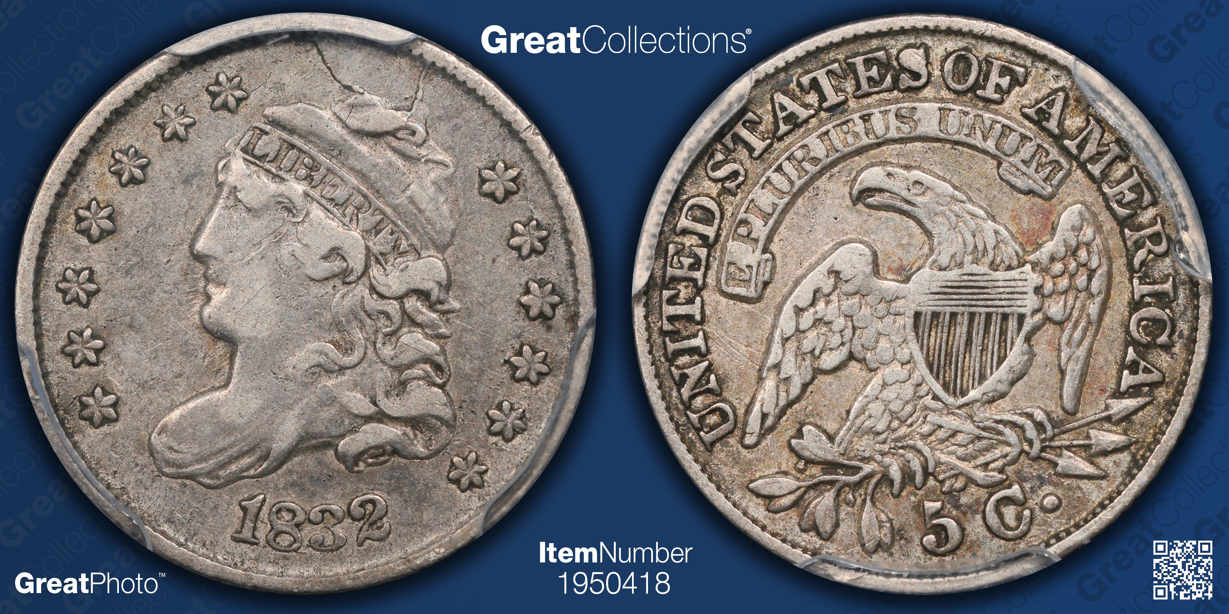 1832 Capped Bust Half Dime PCGS VF-35 (Item 1950418) | GreatCollections ...