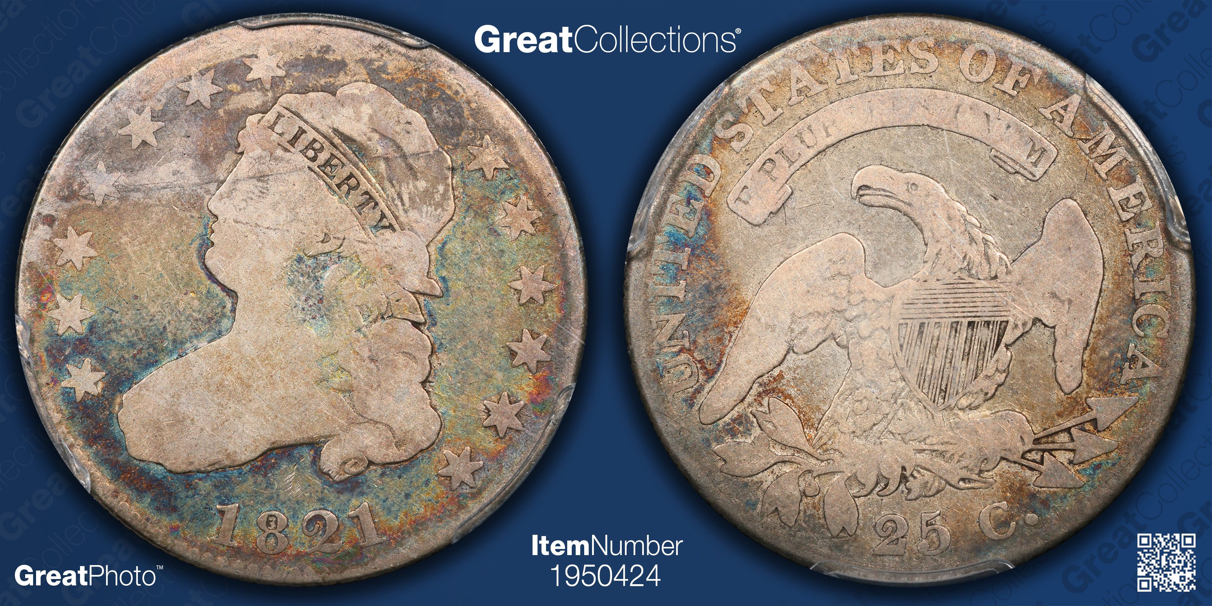 1821 Capped Bust Quarter PCGS G-04 (Toned) (Item 1950424 ...