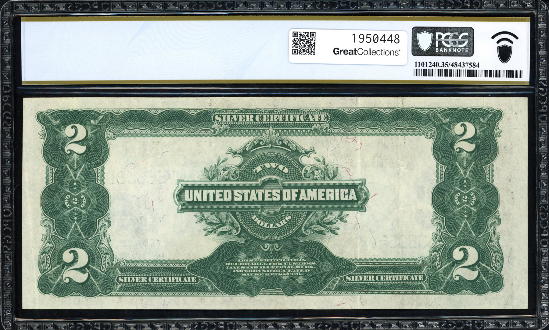 Fr. 258 1899 $2 Silver Certificate Note Speelman / White PCGS Banknote ...