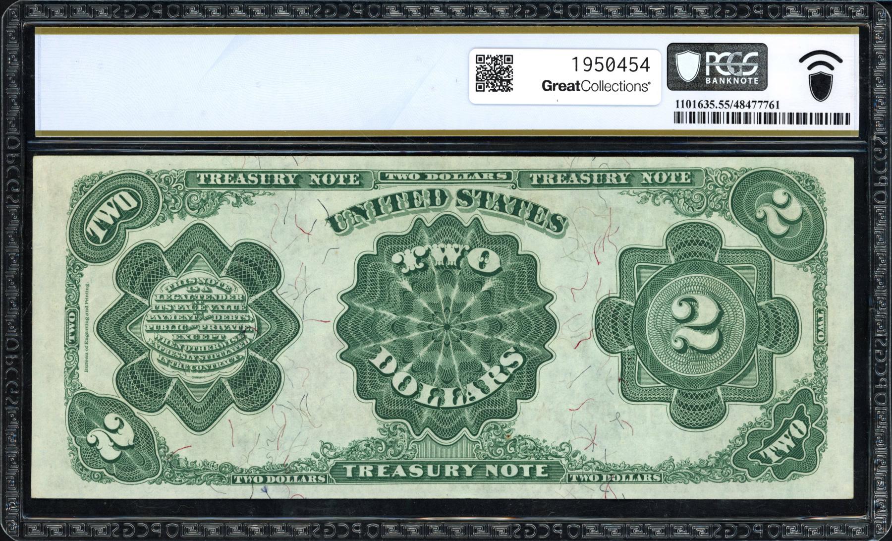 Fr. 358 1891 $2 Treasury Note Bruce / Roberts PCGS Banknote About Unc ...