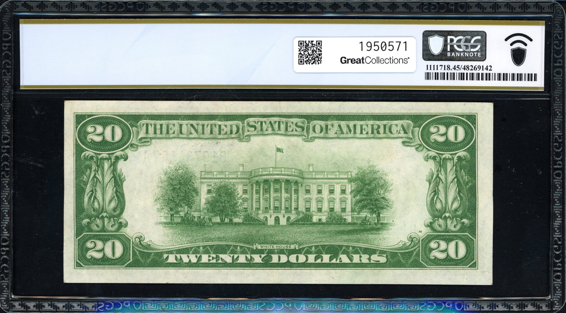 Fr. 2052-Bdgs Dark Green (BA Block) 1928B $20 New York Federal Reserve ...