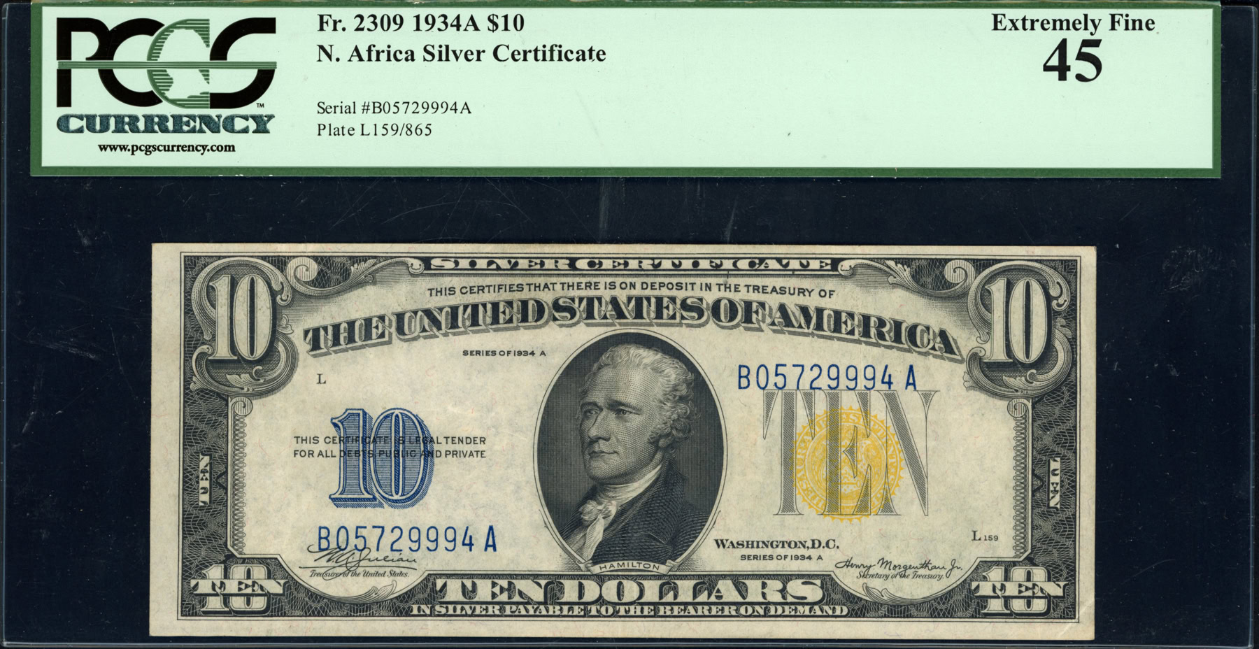 Fr. 2309 (BA Block) 1934A $10 N. Africa WWII Emergency Issue Note ...