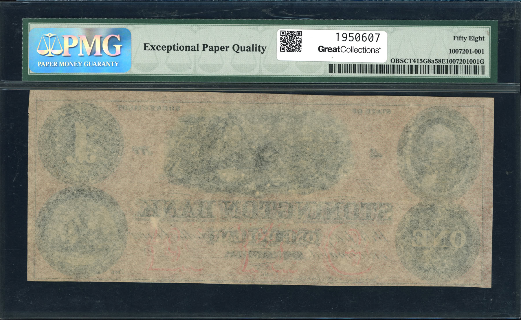 1850s-60s Stonington, Connecticut Stonington Bank $1 Remainder Note PMG ...