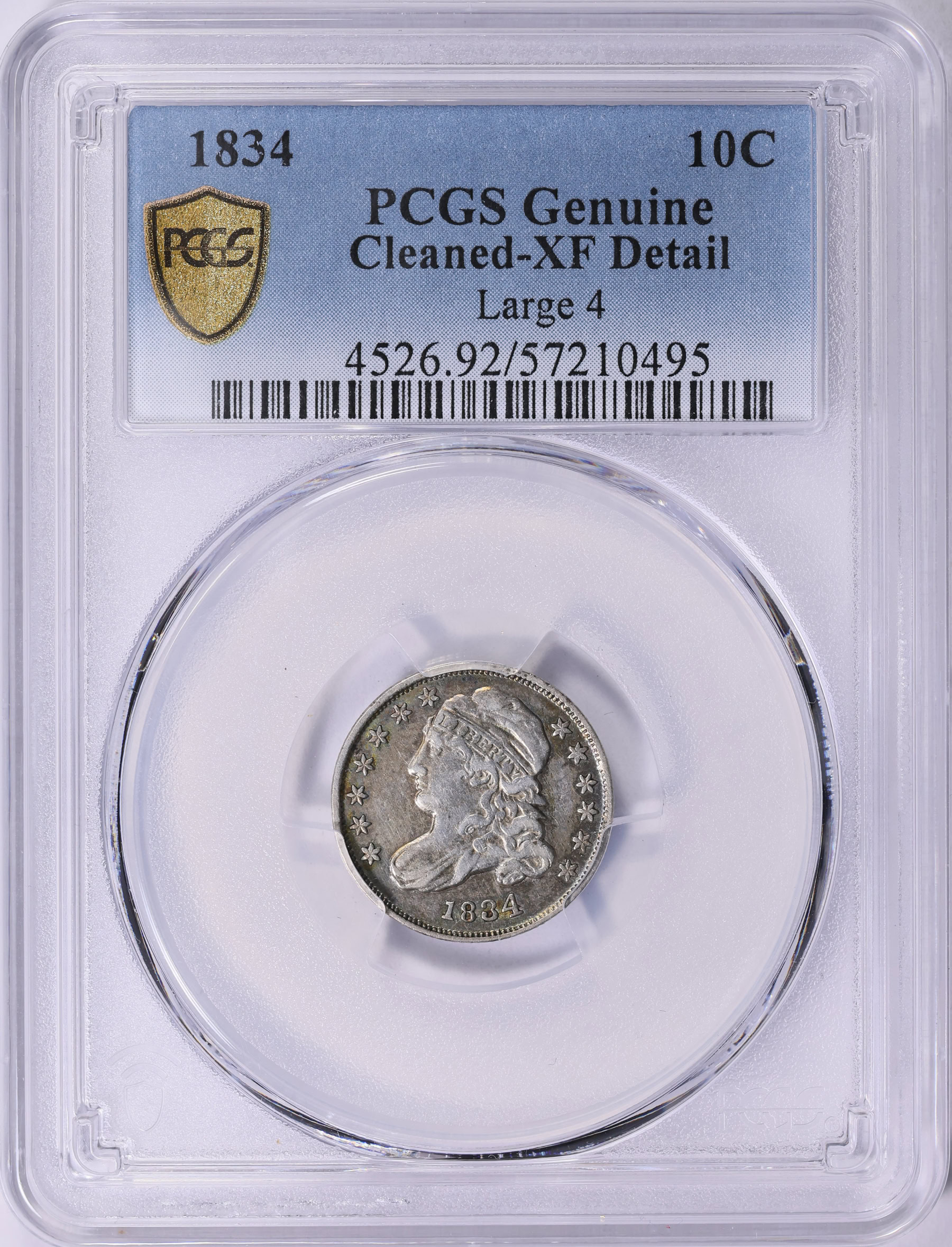 1834 Capped Bust Dime Large 4 PCGS Genuine XF Details (Item 1950689 ...