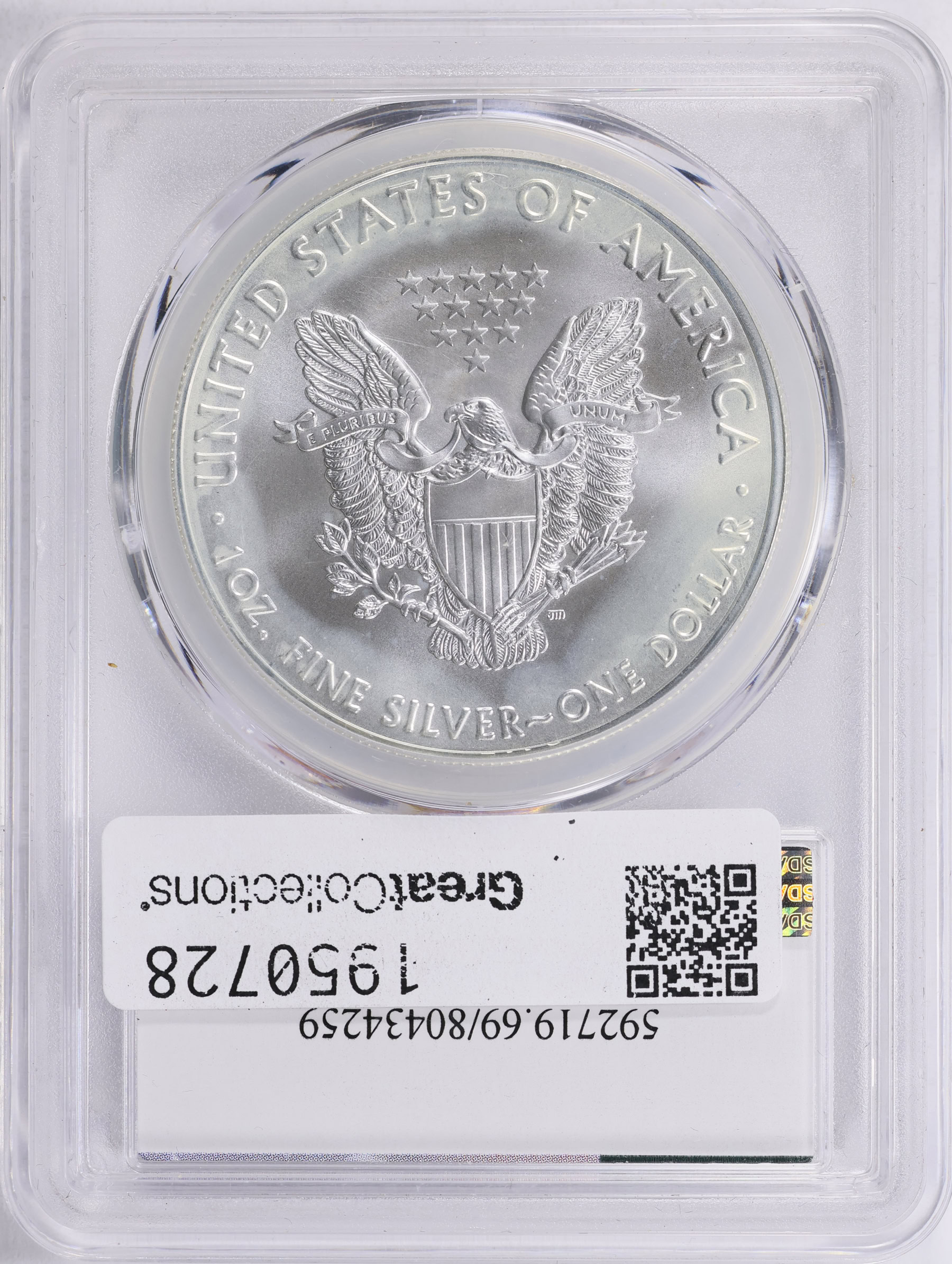 2016 $1 Silver Eagle National Rifle Association PCGS MS-69 (NRA Label ...