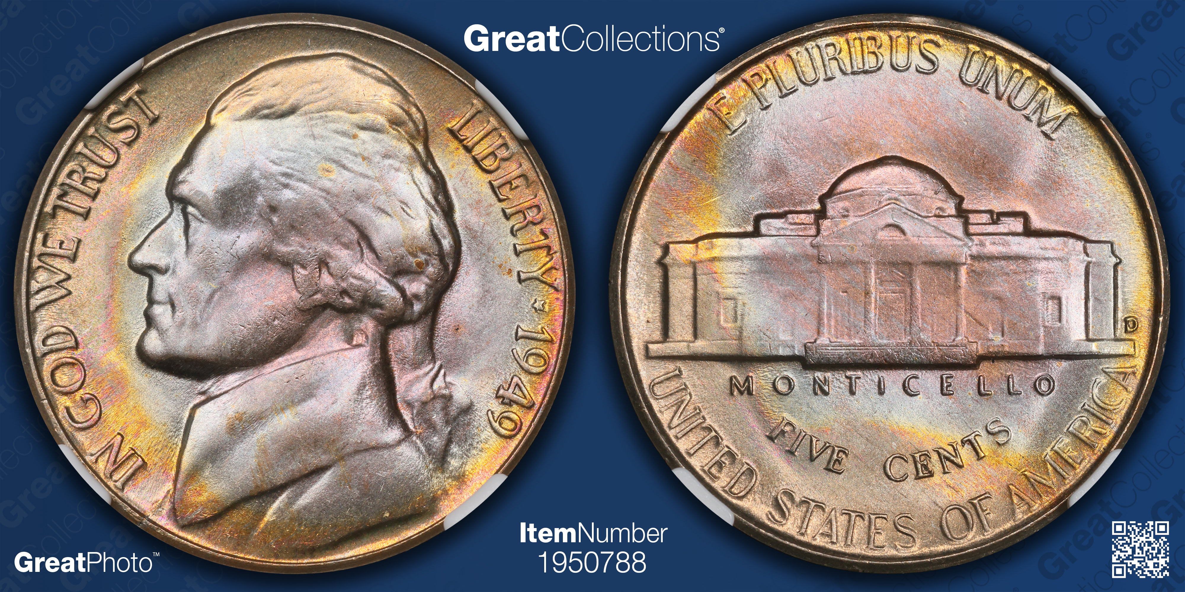 1949-D Jefferson Nickel NGC MS-66 (Toned) (Item 1950788 ...