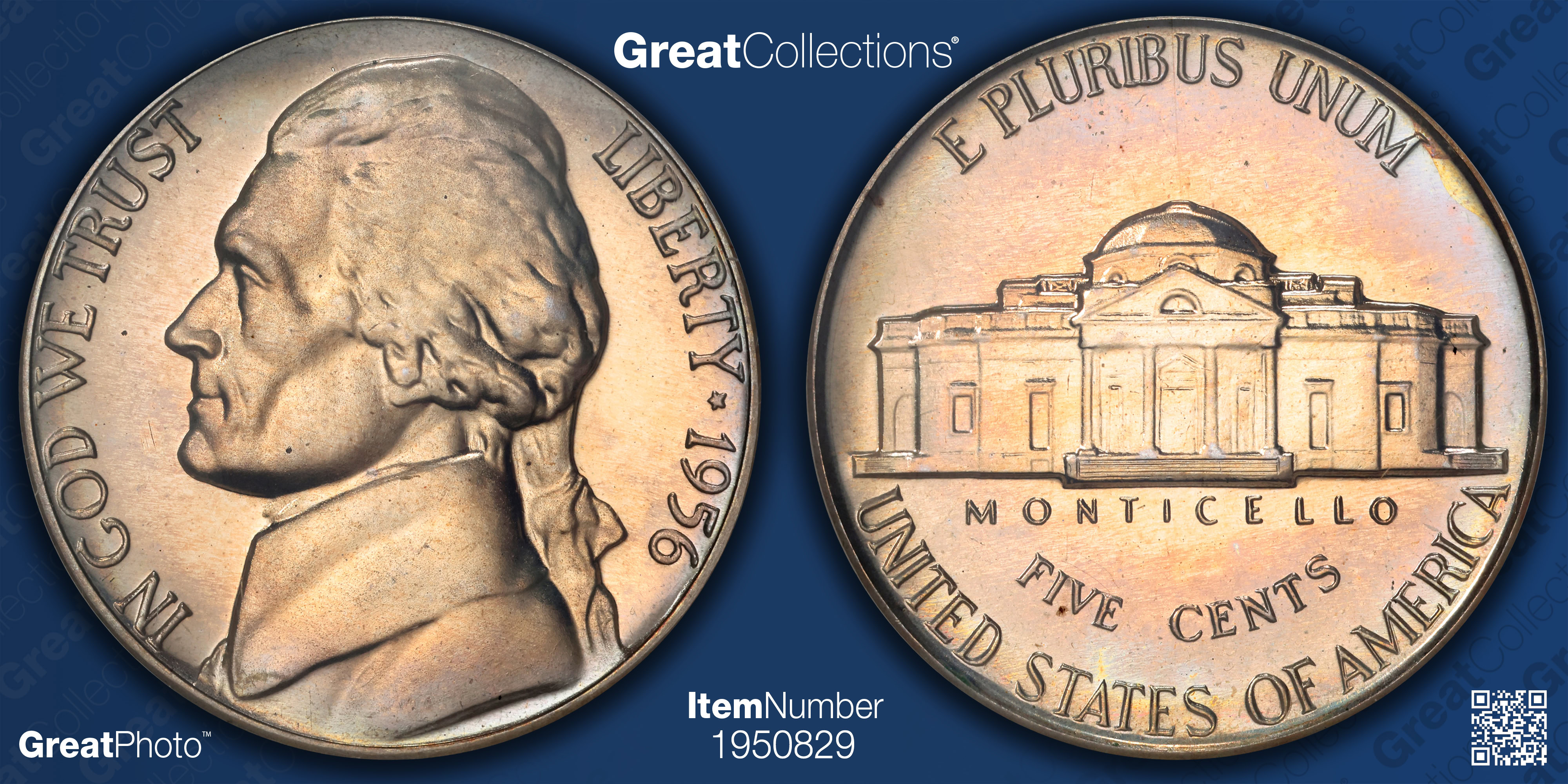 1956 Jefferson Nickel NGC Proof-69 (Item 1950829) | GreatCollections ...