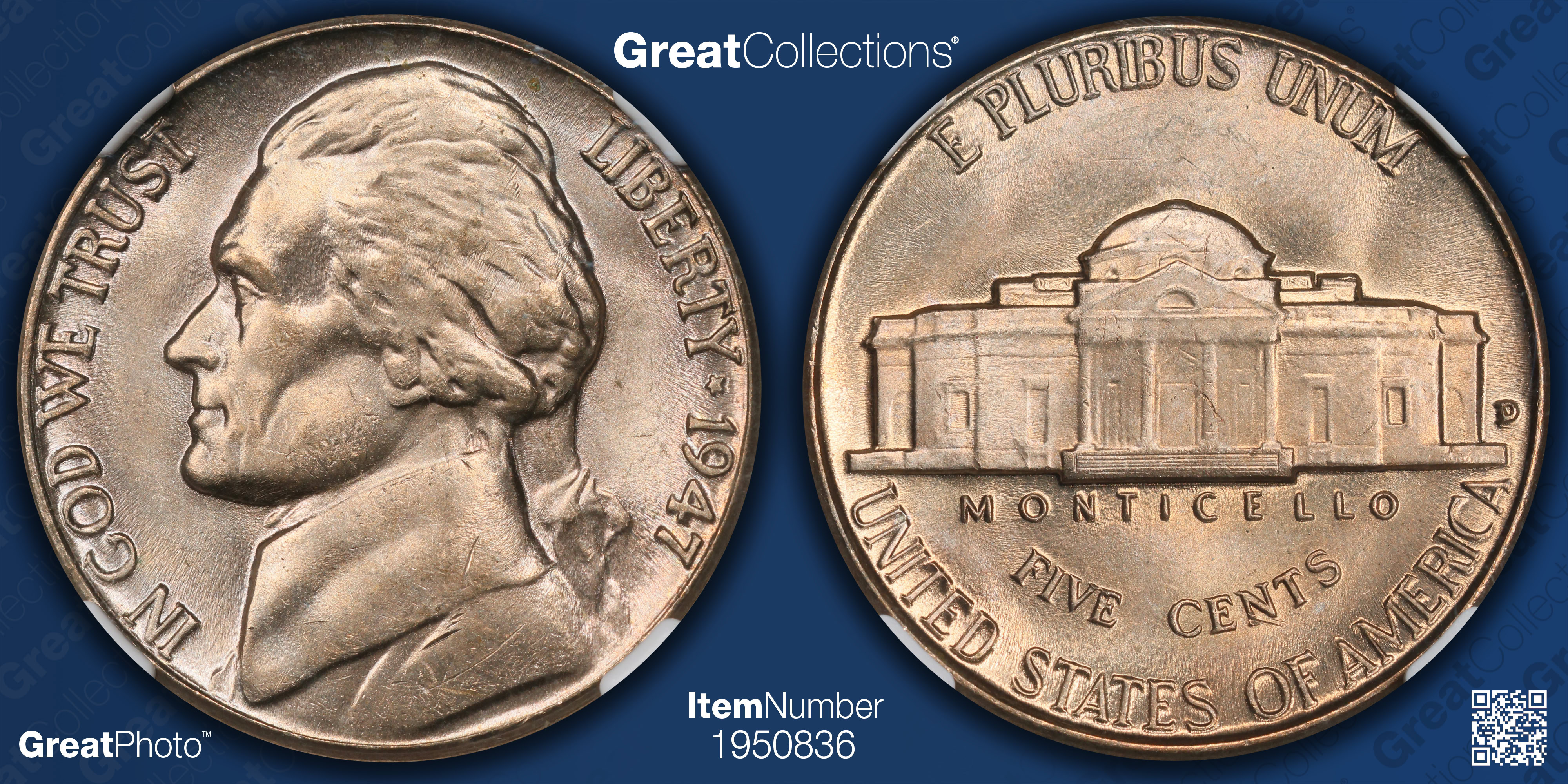 1947-D/D Jefferson Nickel VP-001 NGC MS-65 | NGC Cert #6071521-005 ...