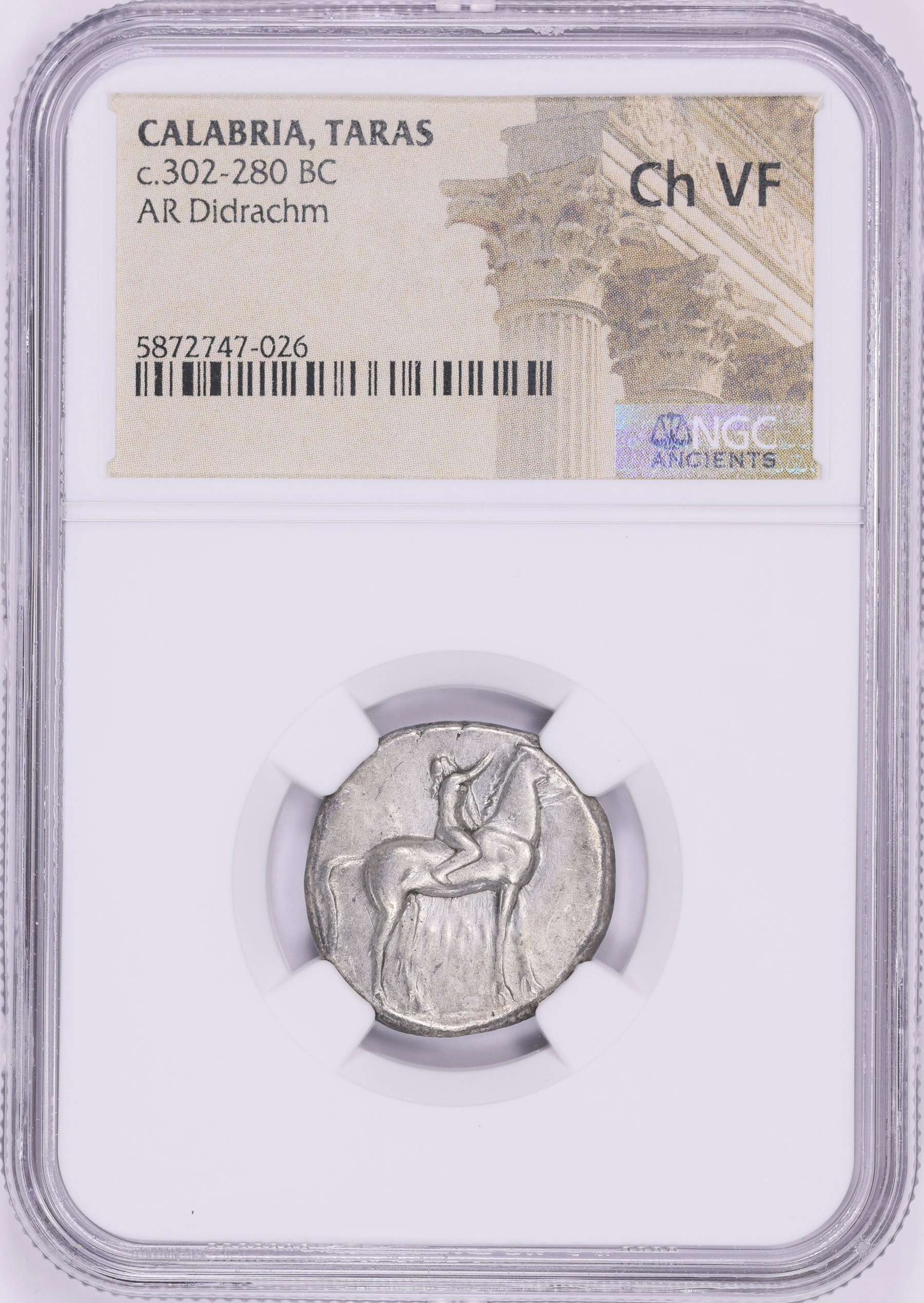 Ancient Calabria, Taras c.302-280 B.C. AR Didrachm NGC Ch VF | Cert ...