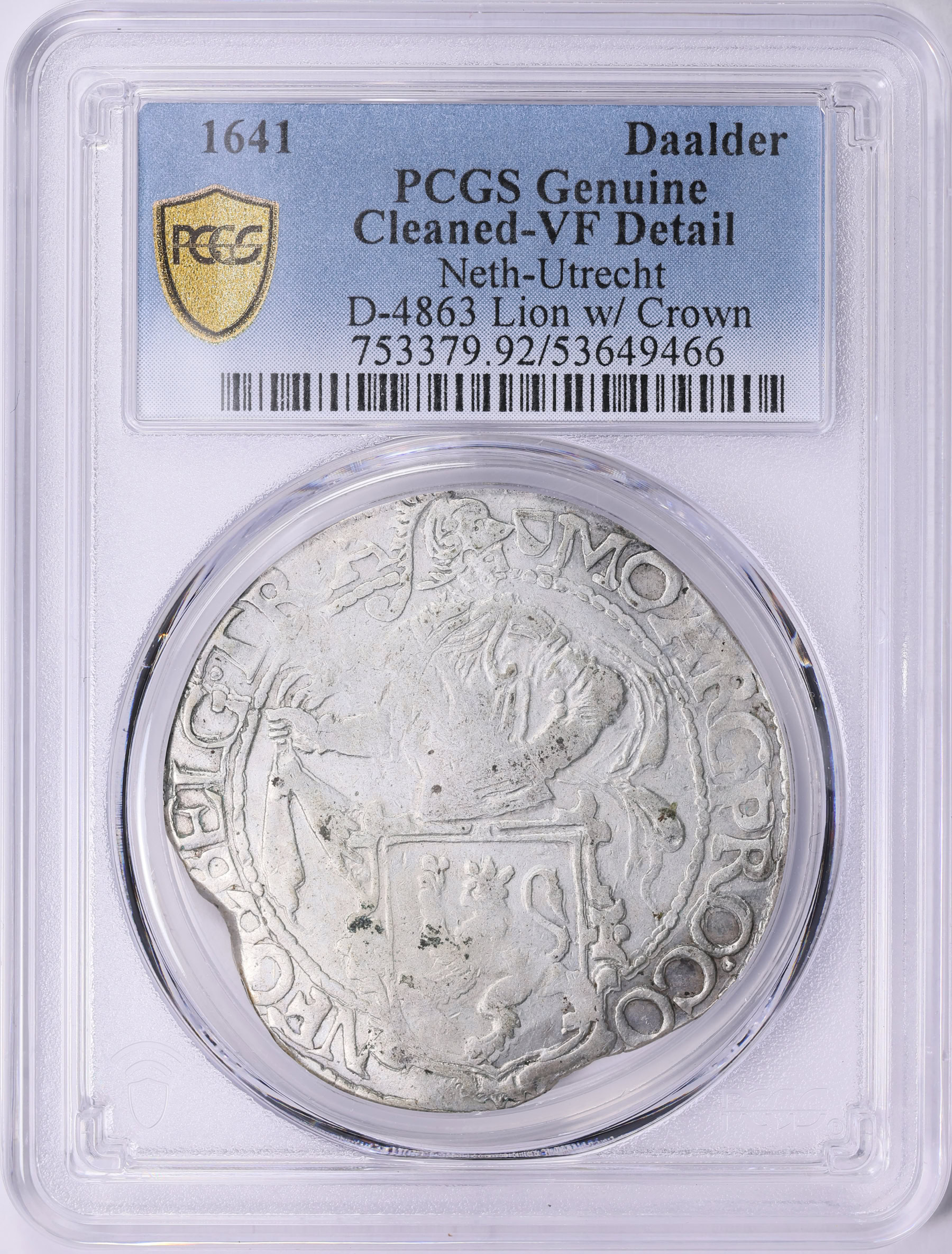 Netherlands - Utrecht 1641 Silver Daalder KM-32.2 PCGS Genuine VF ...