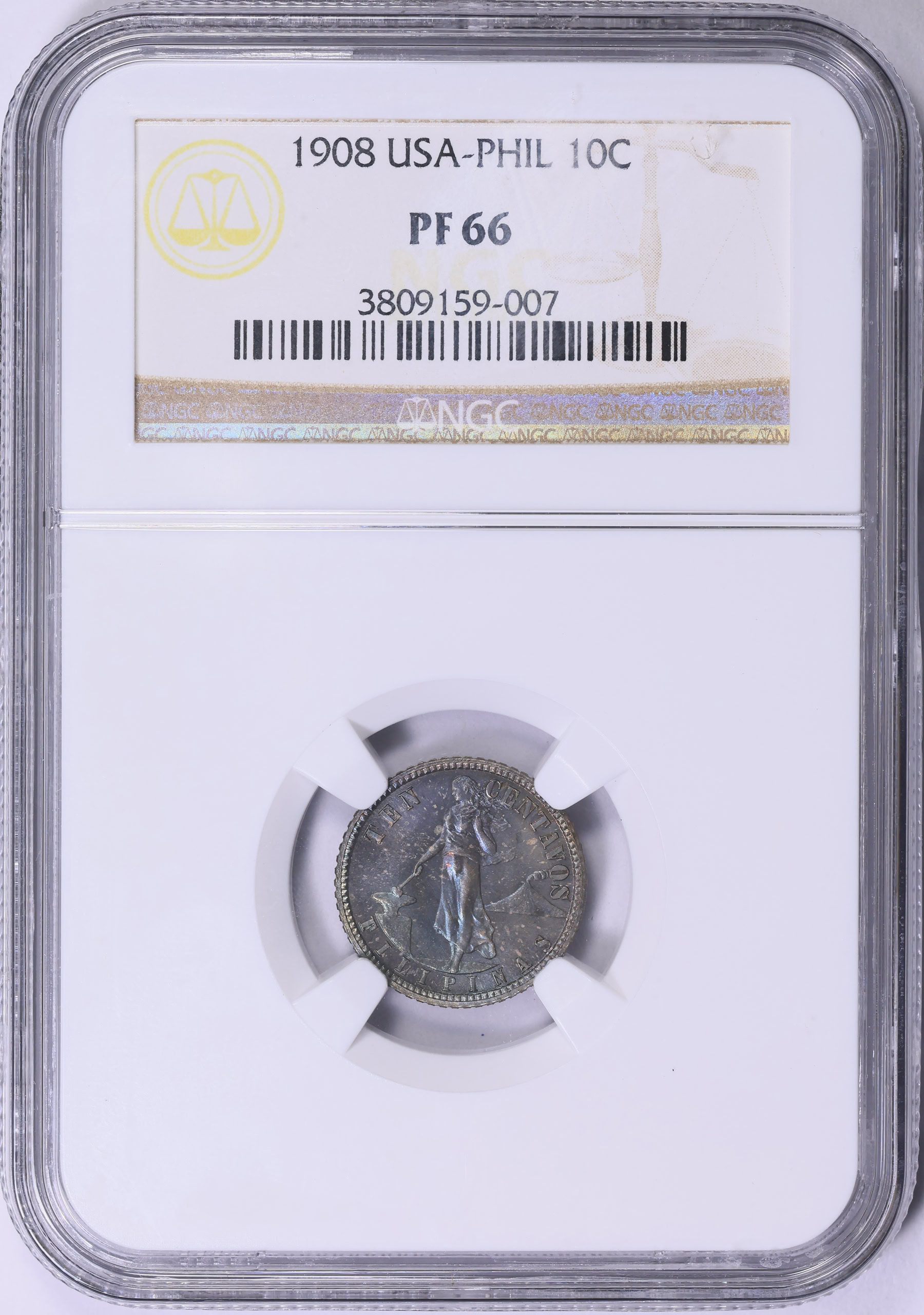 1908 U.S. Philippines Ten Centavos NGC Proof-66 (Toned) (Item 1951711 ...
