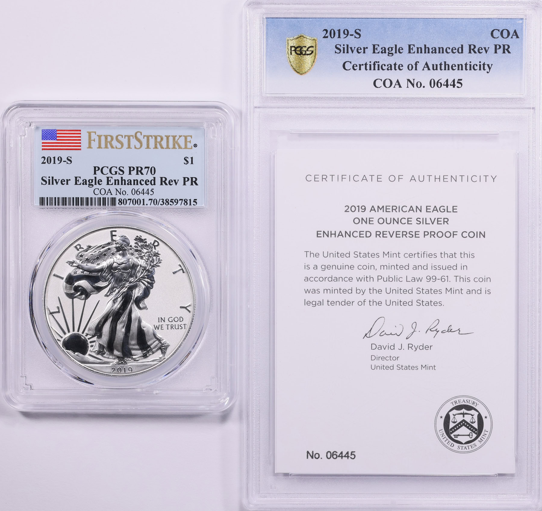 2019-S $1 Silver Eagle Enhanced Reverse Proof First Strike PCGS Proof ...