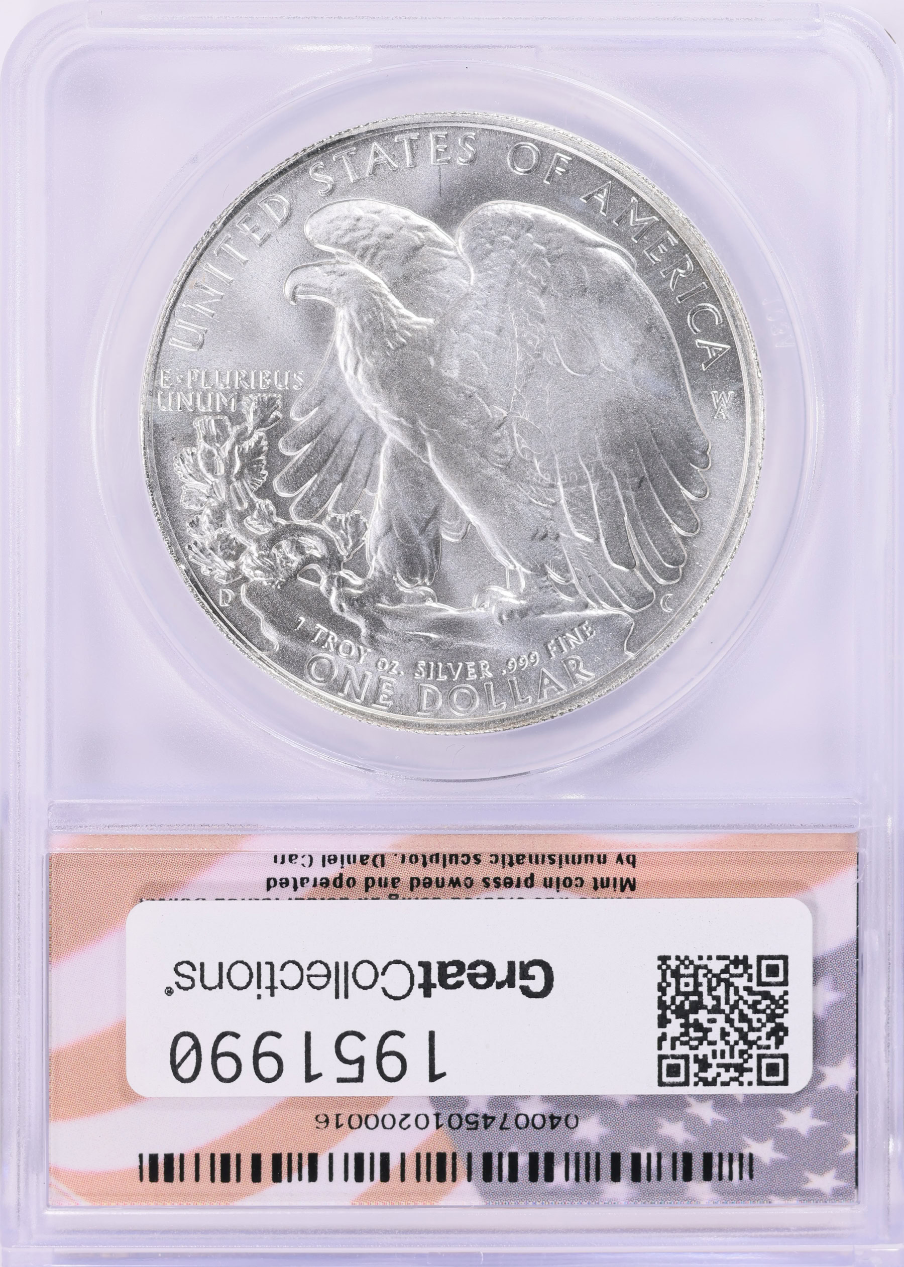 2019 Silver Eagle Design Misaligned Obverse Die Overstruck on Silver ...