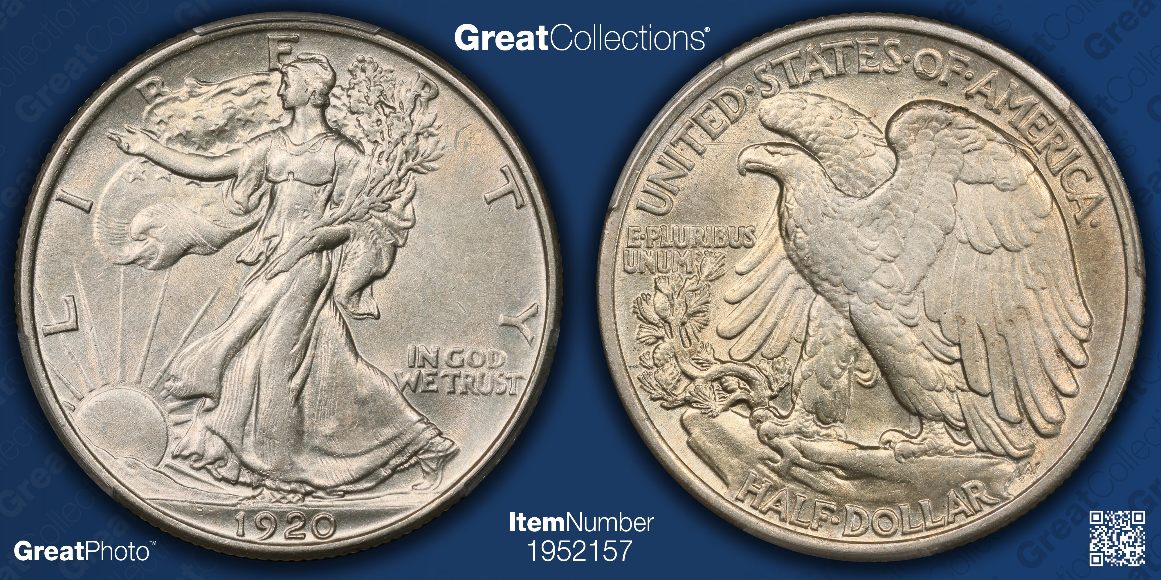 1920 Walking Liberty Half Dollar PCGS AU-58 (Item 1952157 ...
