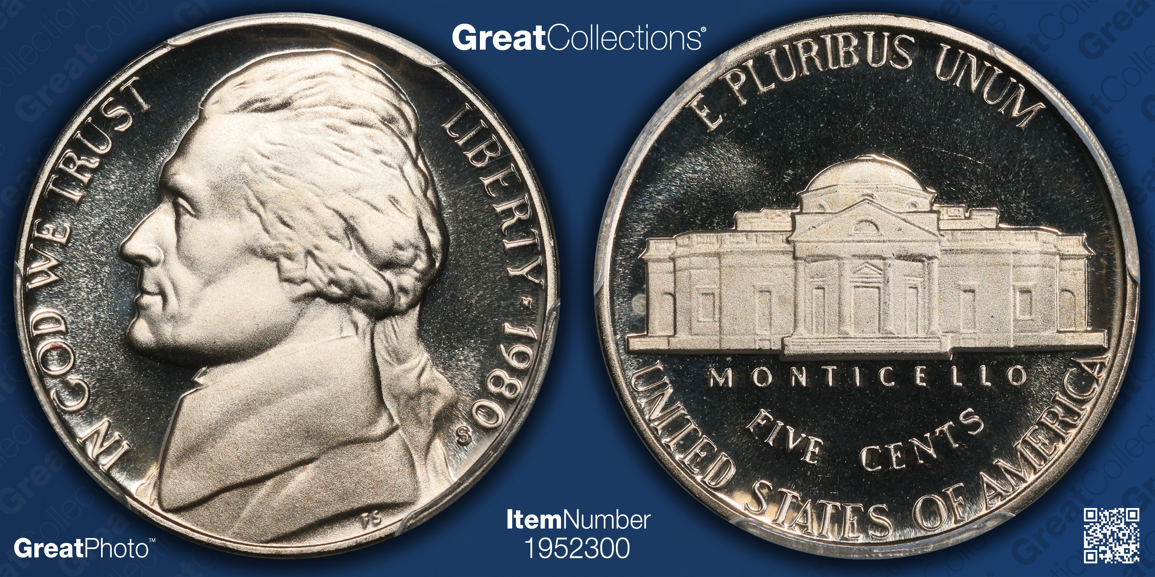 1980-S Jefferson Nickel PCGS Proof-70 DCAM (Item 1952300 ...