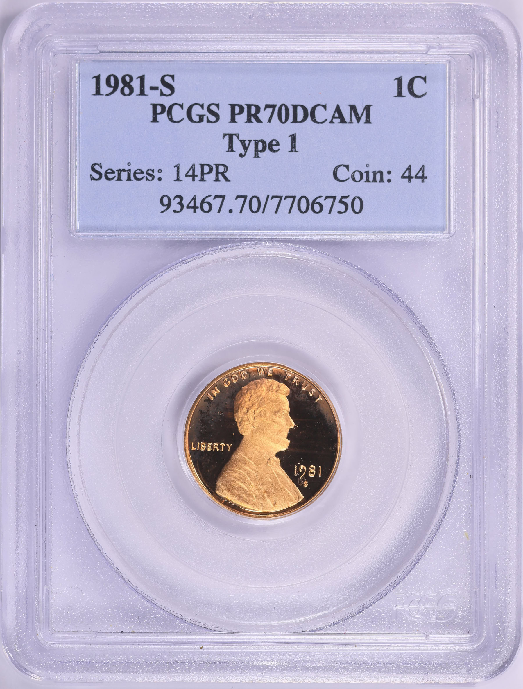 1981-S Lincoln Cent Type 1 PCGS Proof-70 DCAM (Item 1952621 ...