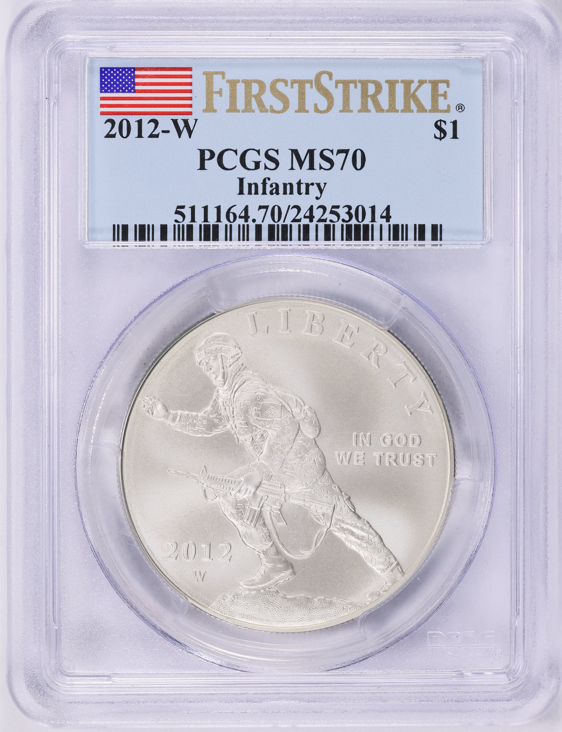2012-W Infantry Silver Dollar First Strike PCGS MS-70 (Item 1952689 ...
