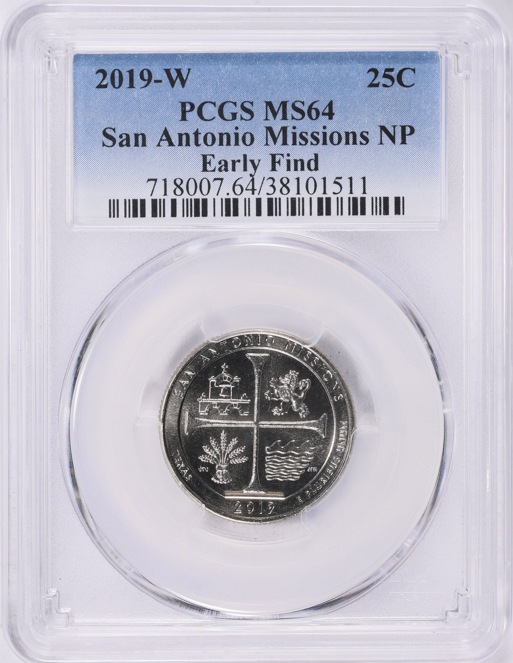 2019-W America the Beautiful Quarter San Antonio Missions National Park ...