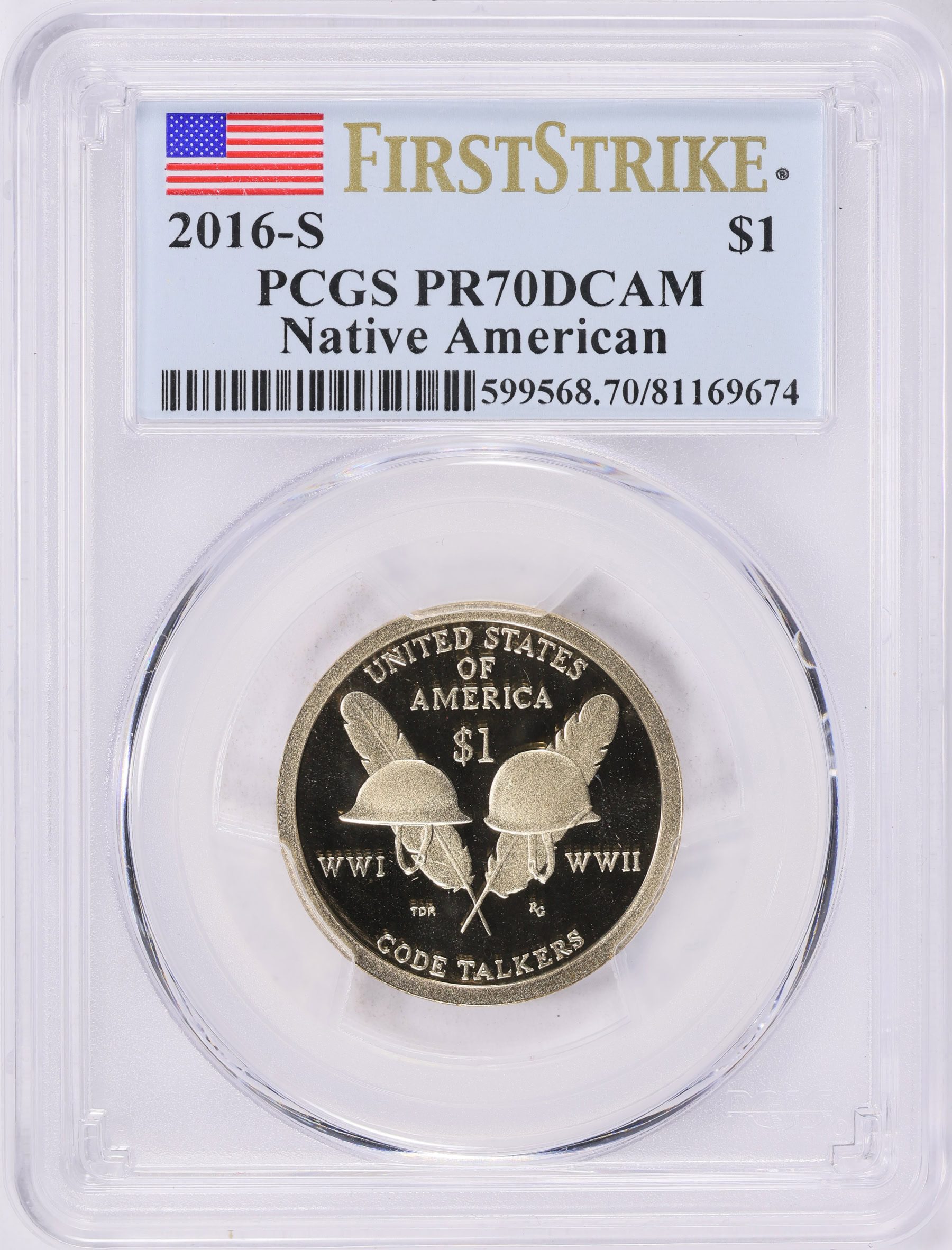 2016-S Sacagawea Dollar Wartime Code Talkers First Strike PCGS Proof-70 ...