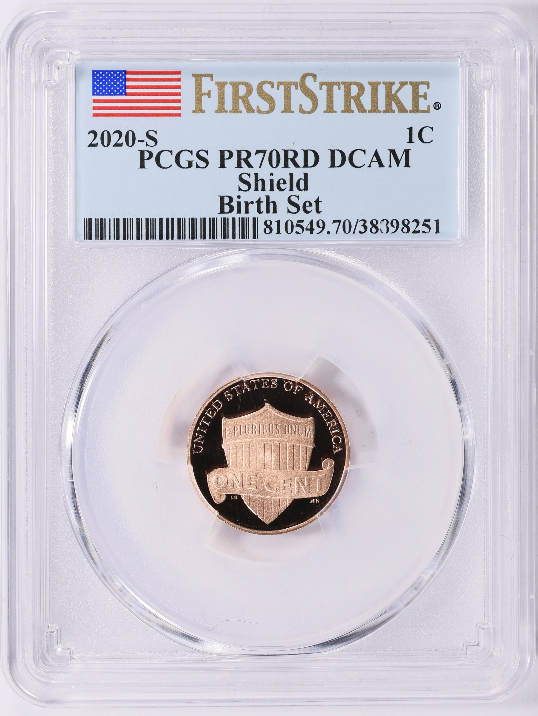 2020-S Lincoln Cent Shield (From the Birth Set) First Strike PCGS Proof ...