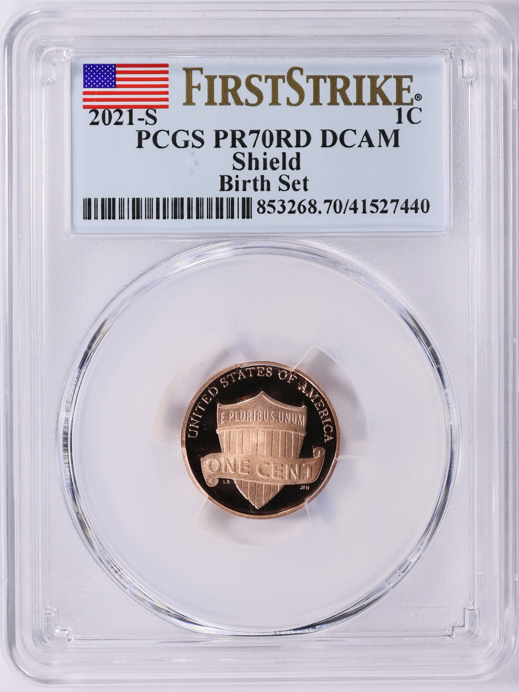 2021-S Lincoln Cent Shield (From the Birth Set) First Strike PCGS Proof ...