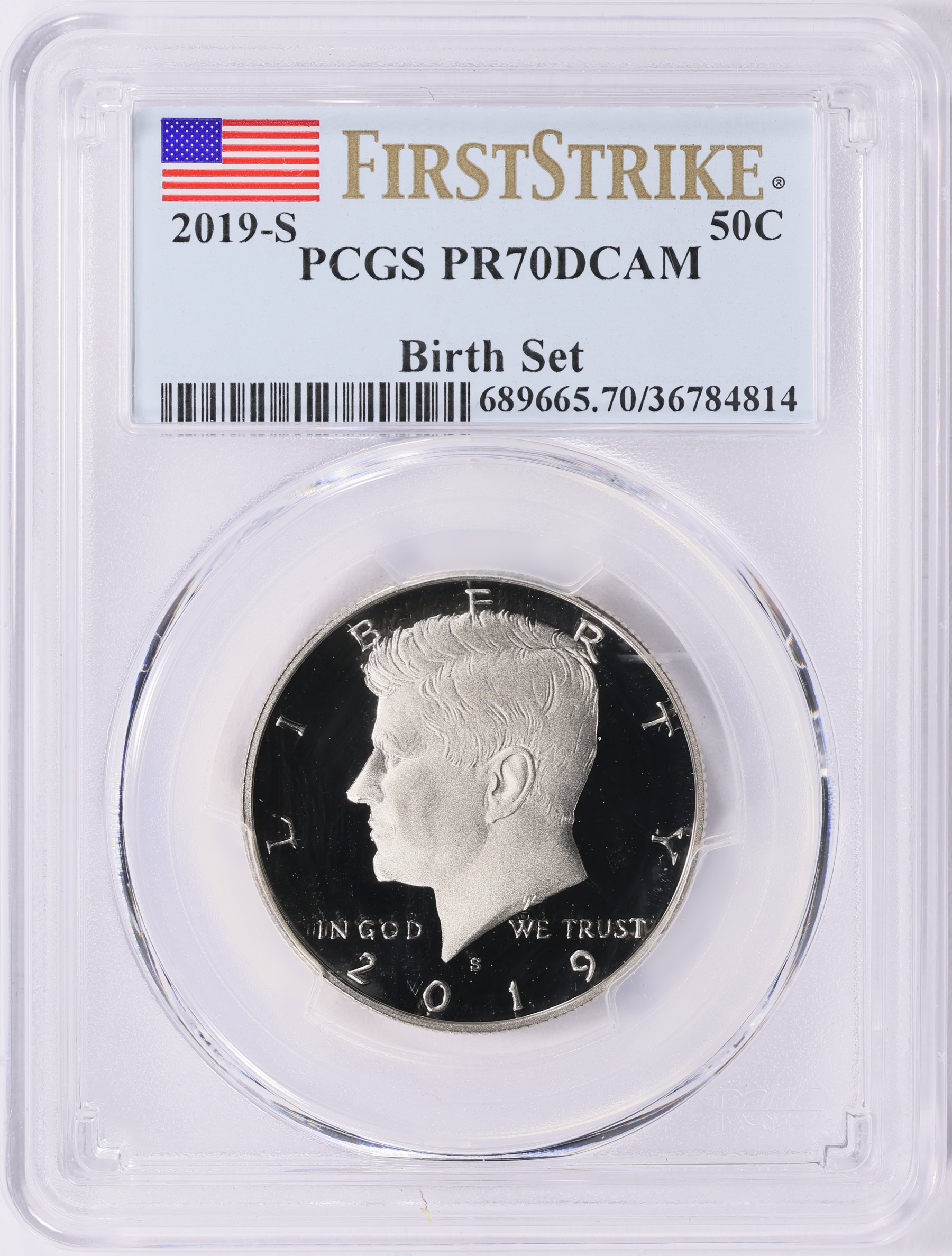 2019-S Kennedy Half Dollar First Strike (From the Birth Set) PCGS Proof ...