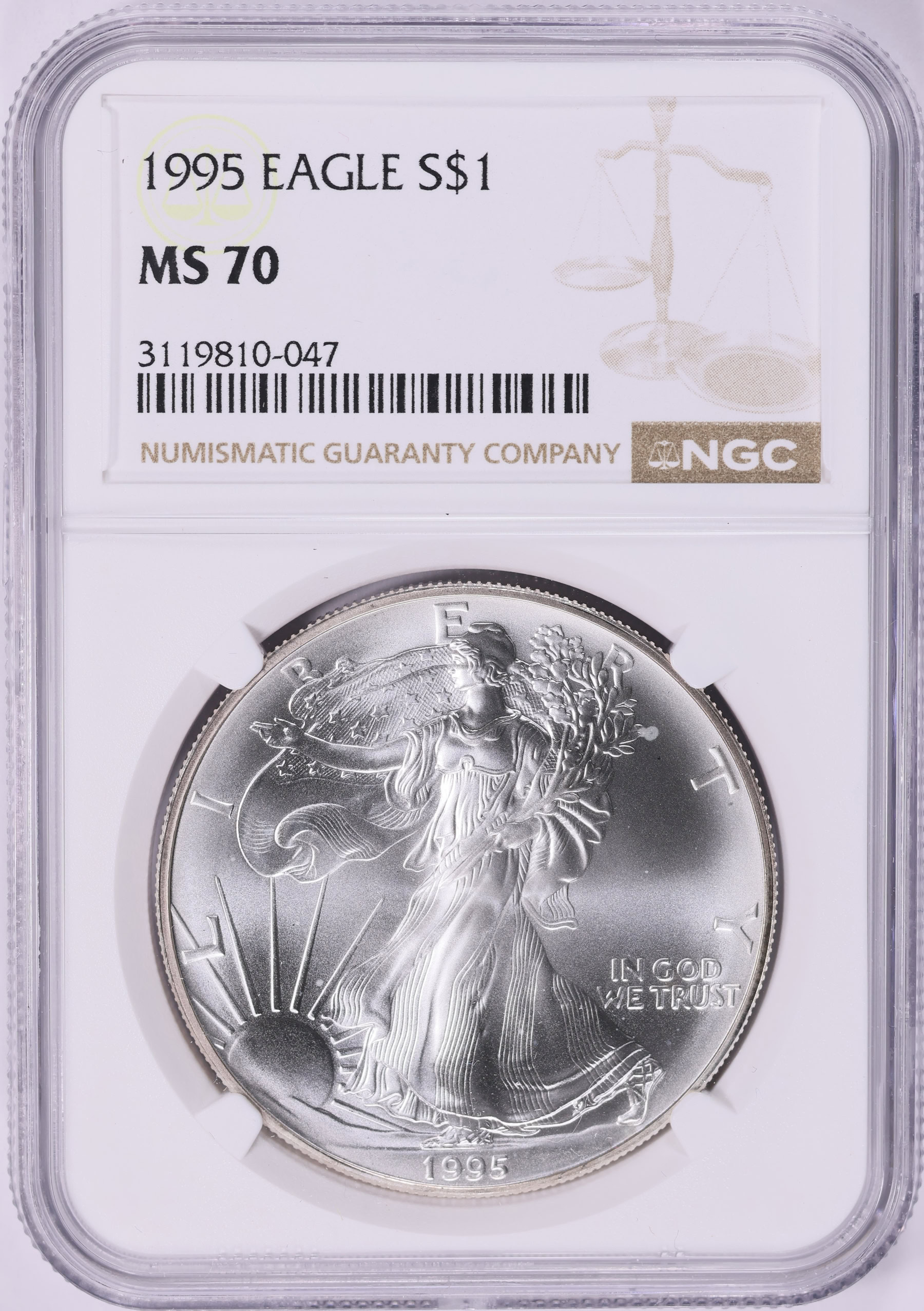 1995 $1 Silver Eagle NGC MS-70 (Item 1953079) | GreatCollections Coin ...