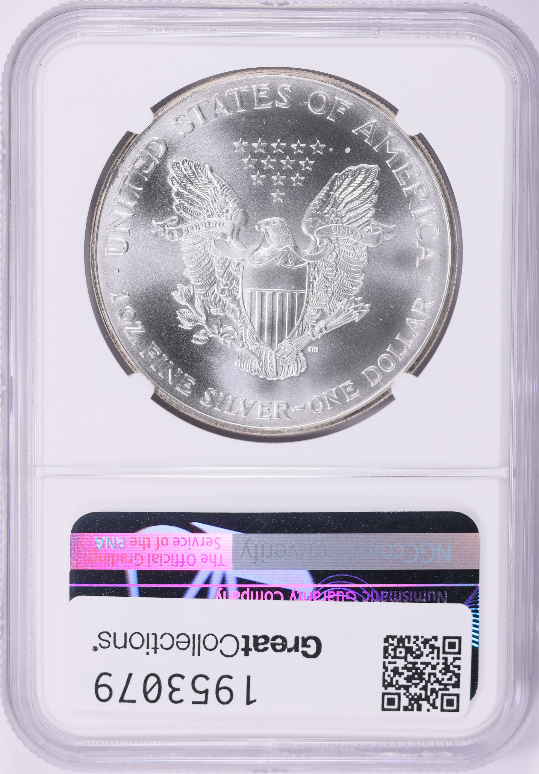 1995 $1 Silver Eagle NGC MS-70 (Item 1953079) | GreatCollections Coin ...