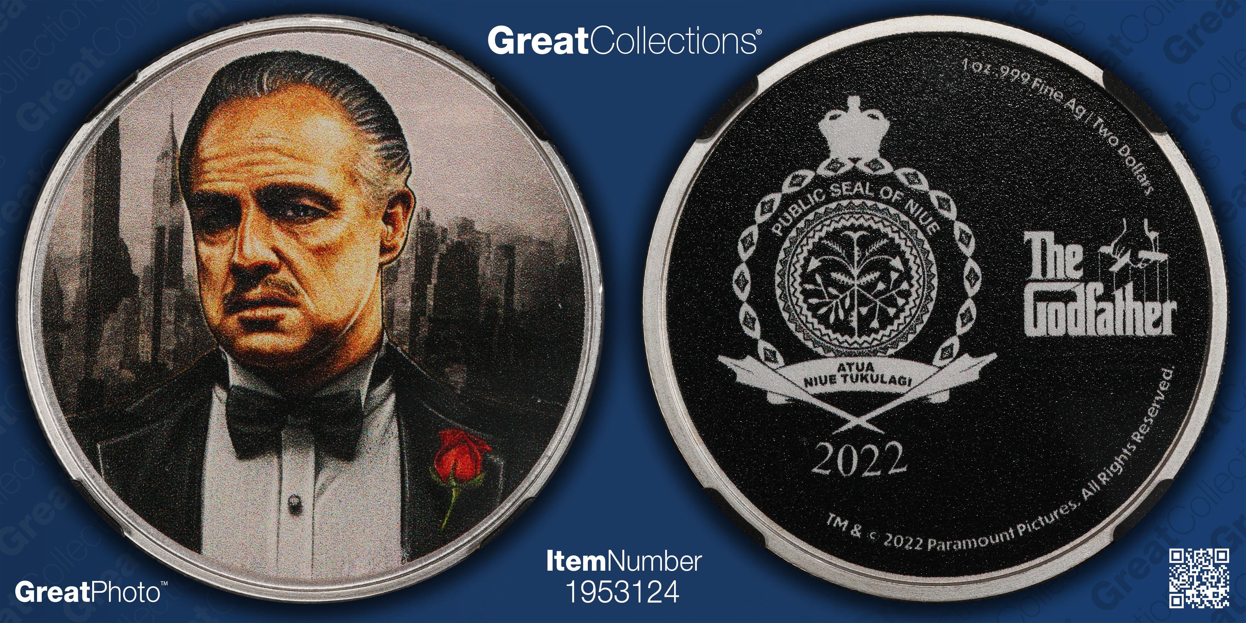 Niue 2022 Colorized Silver $2 Godfather 50th Anniversary Don Corleone ...