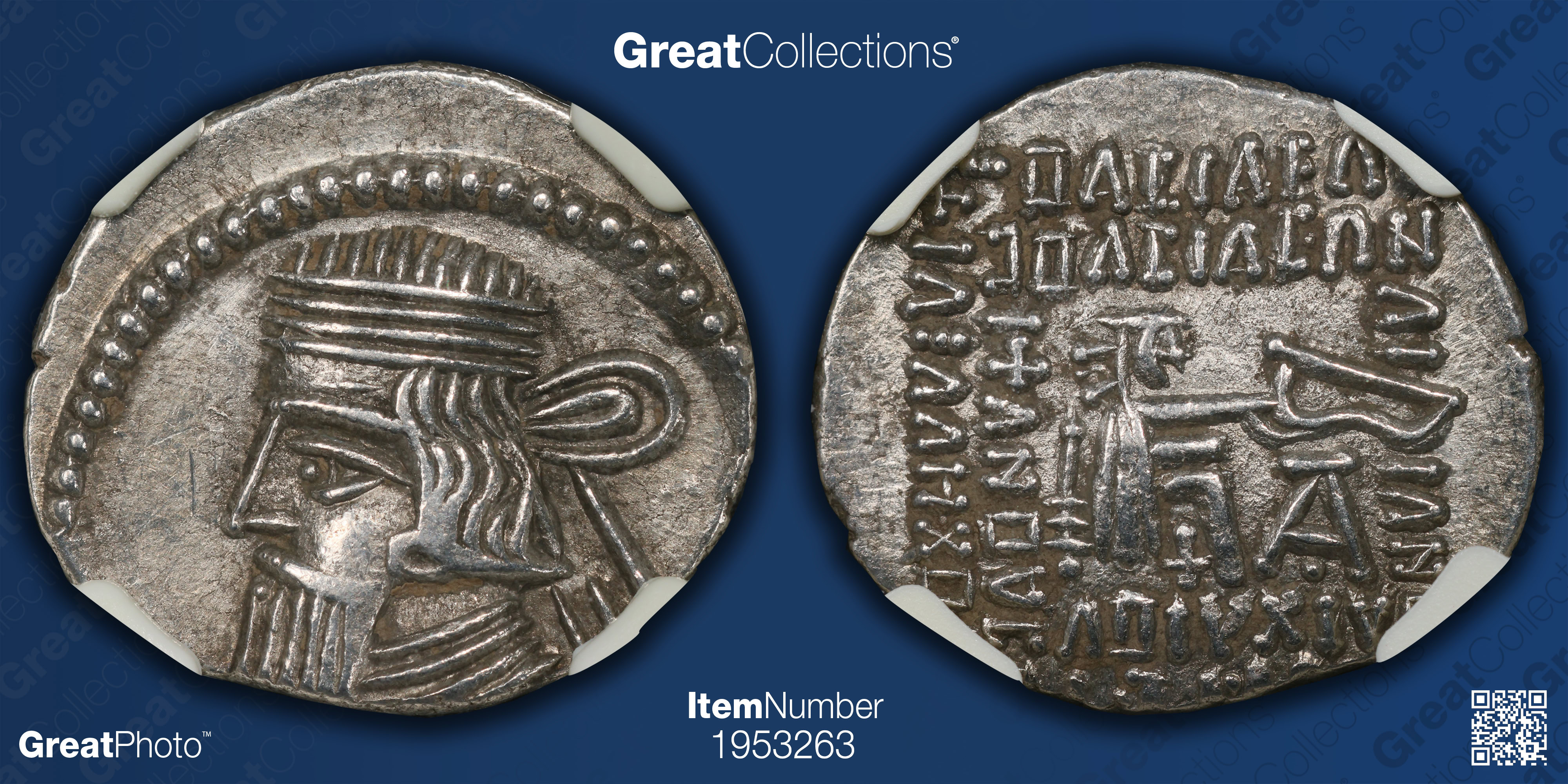 Ancient Parthian Kingdom, Artabanus IV (c.A.D. 10-38) AR Drachm NGC XF ...