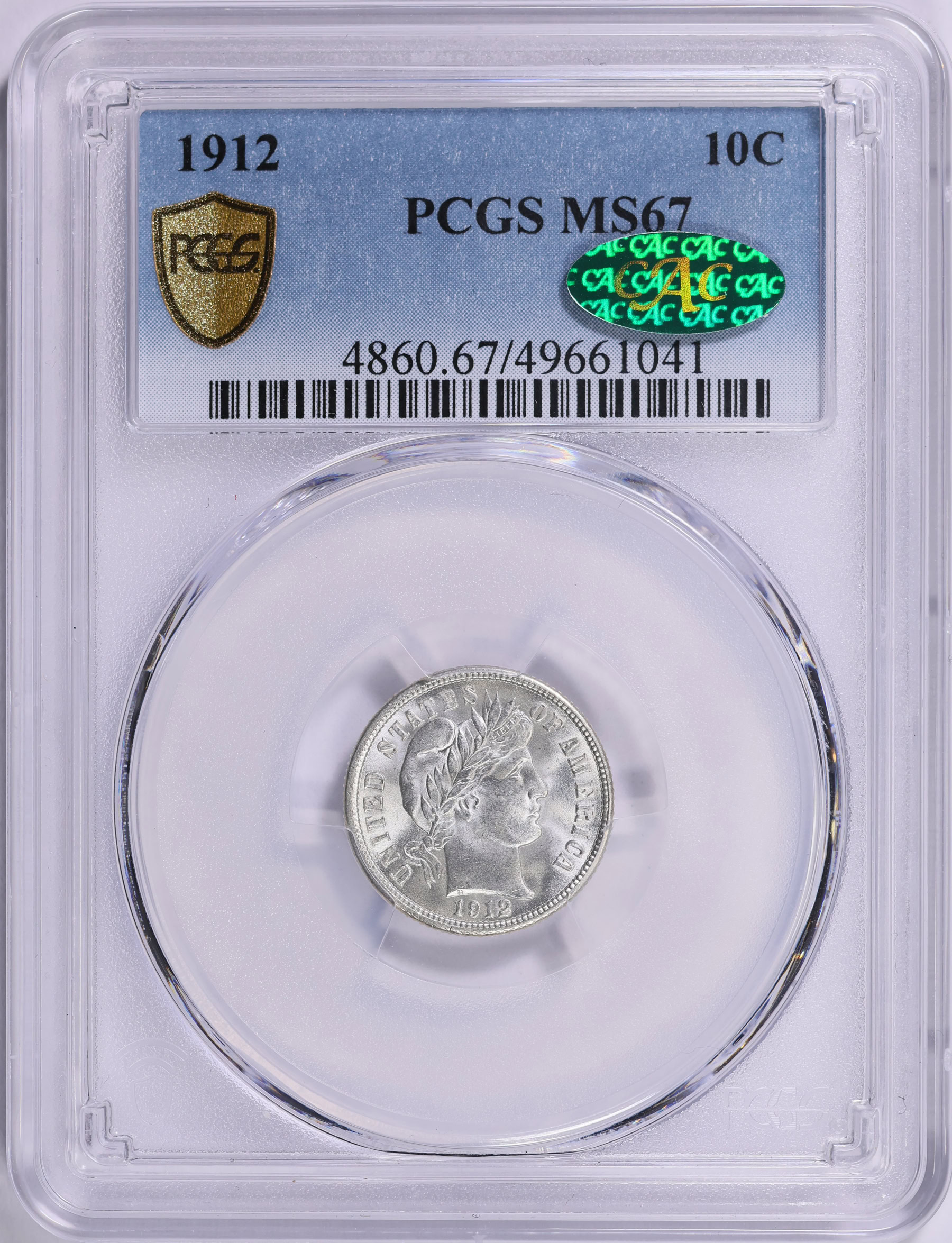 1912 Barber Dime PCGS MS-67 (CAC Green) (Item 1953316 ...
