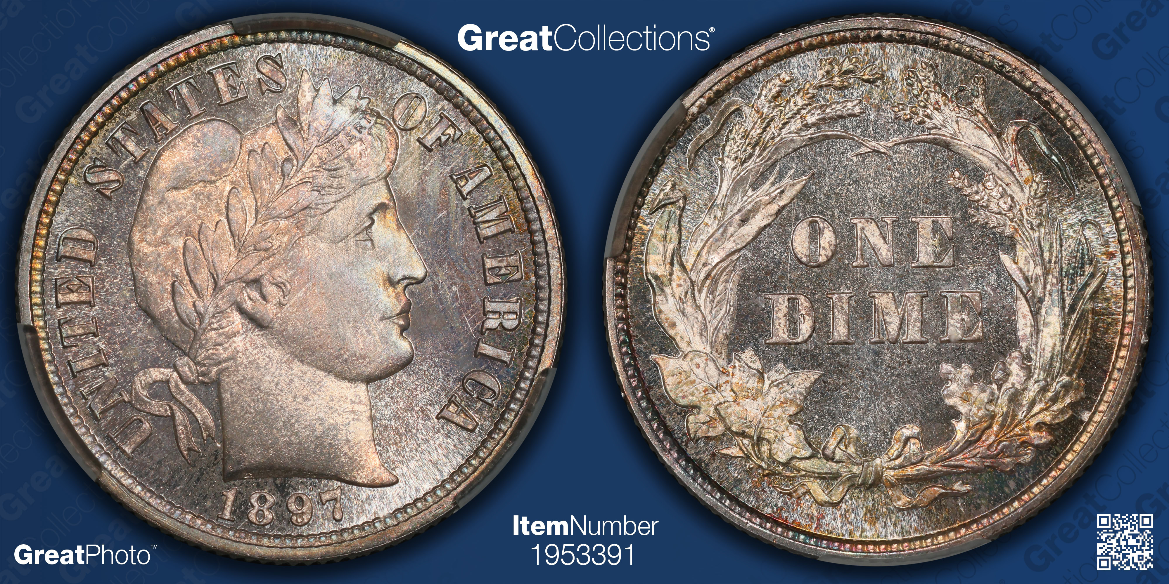 1897 Barber Dime CACG Proof-68 CAMEO (Toned) (Item 1953391 ...