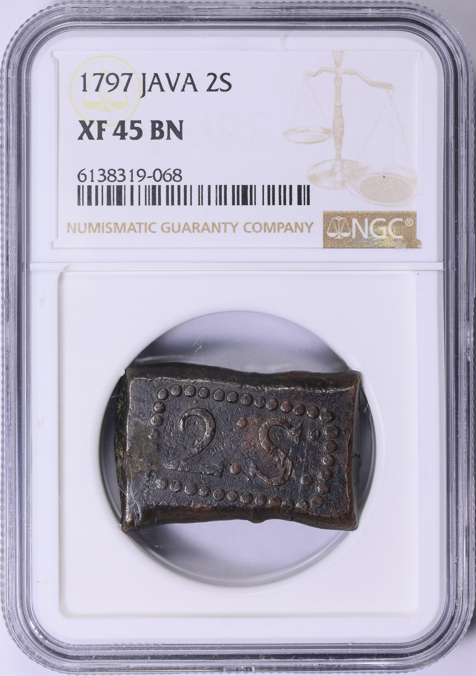 Netherlands East Indies - Java 1797 2 Stuivers KM-181 NGC XF-45 BN ...